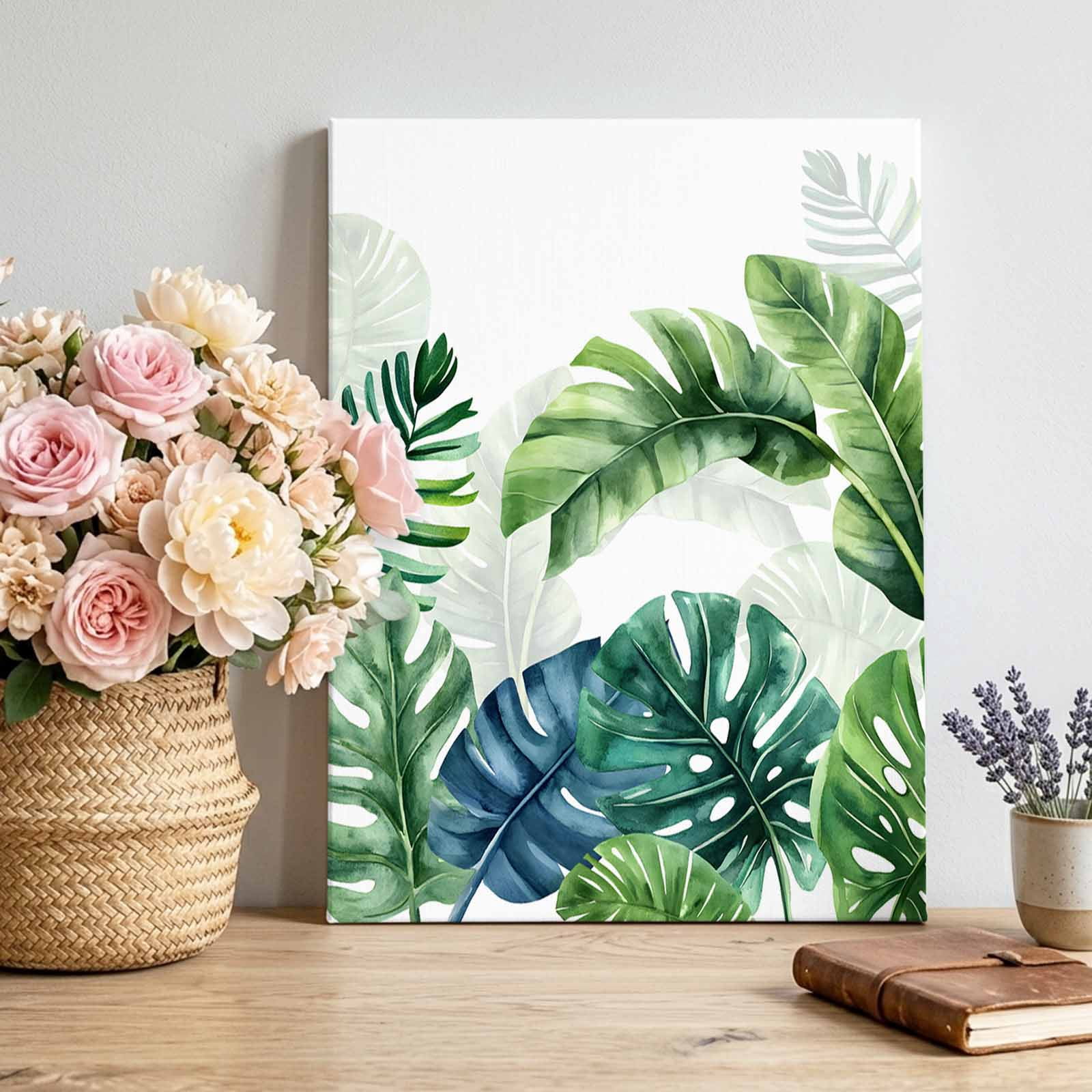 Canvas Wall Art Summer Canvas Art Print Tropical Plants Watercolor ...