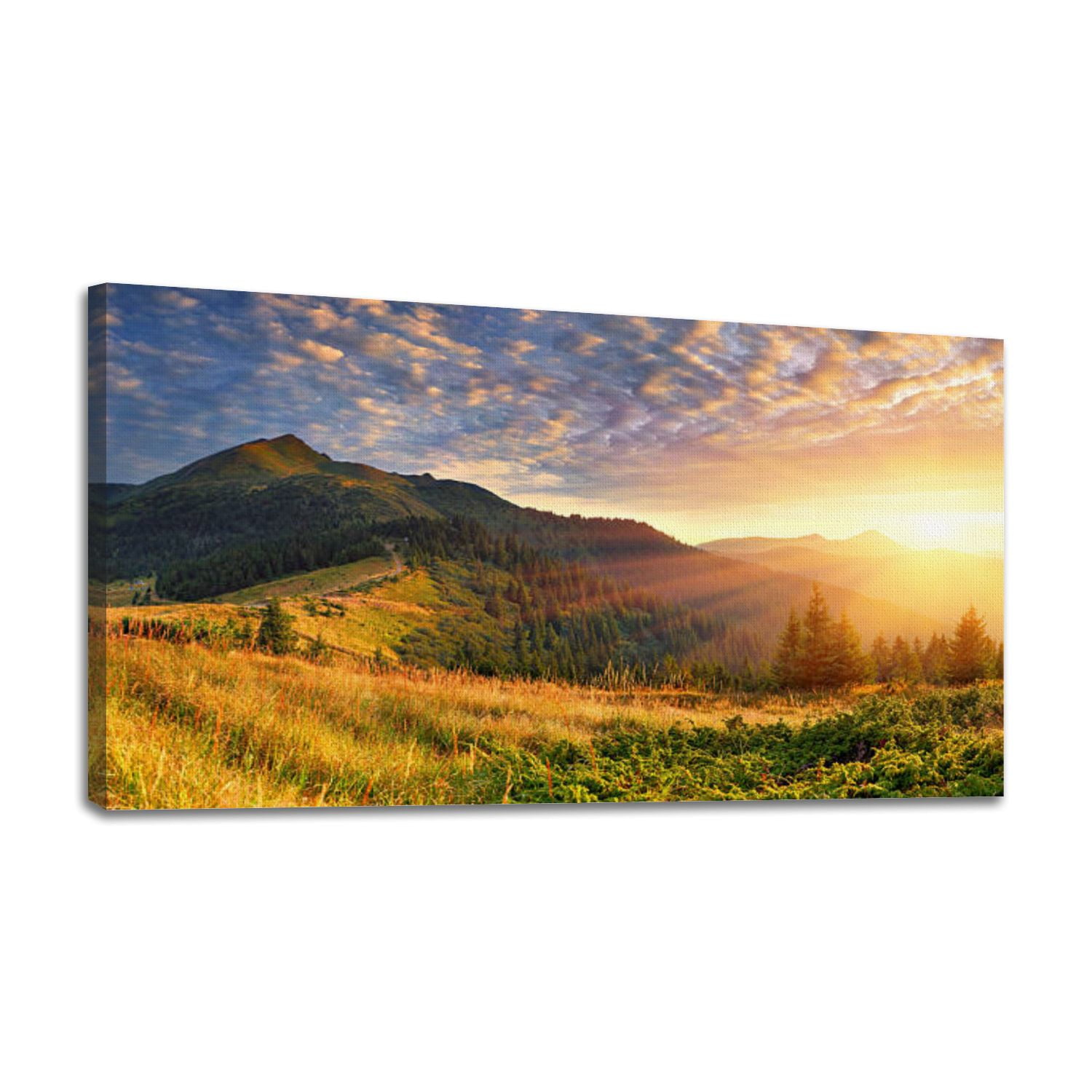 Canvas Wall Art Summer landscape mountains Sunrise Wall Decor for ...