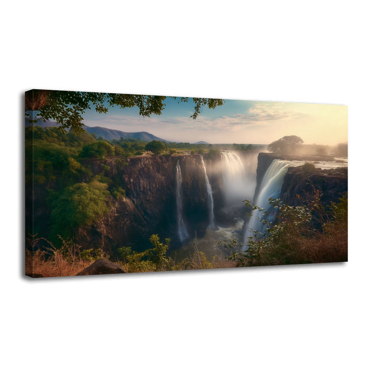 Canvas Wall Art Sunset Victoria Falls Zambezi River Zimbabwe Wall Decor ...