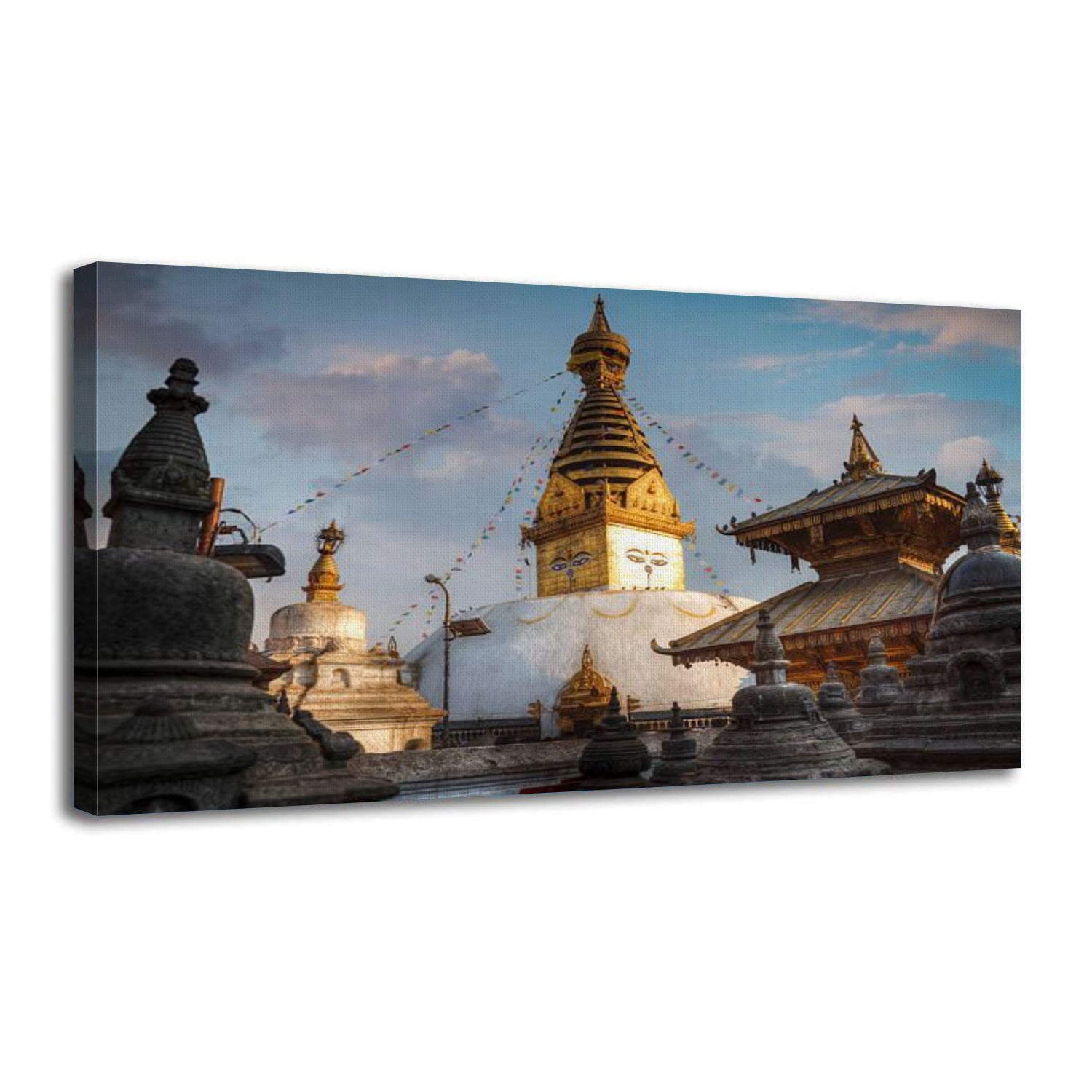 Canvas Wall Art Swayambhunath Stupa Wall Decor for Living Room Bathroom ...