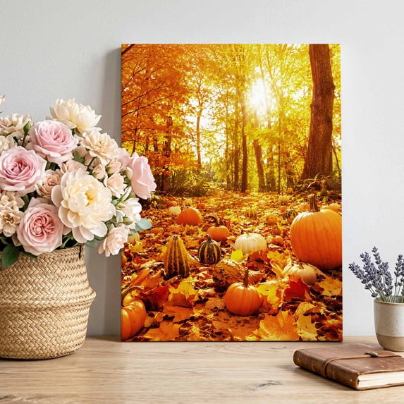 Canvas Wall Art Thanksgiving Canvas Art Print Fall Cozy Harvest Orange ...