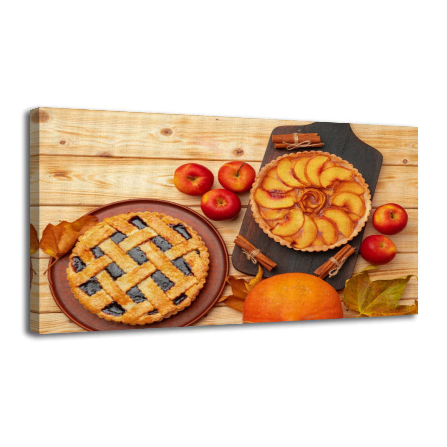 Canvas Wall Art Thanksgiving berry various pies wooden surface top view ...