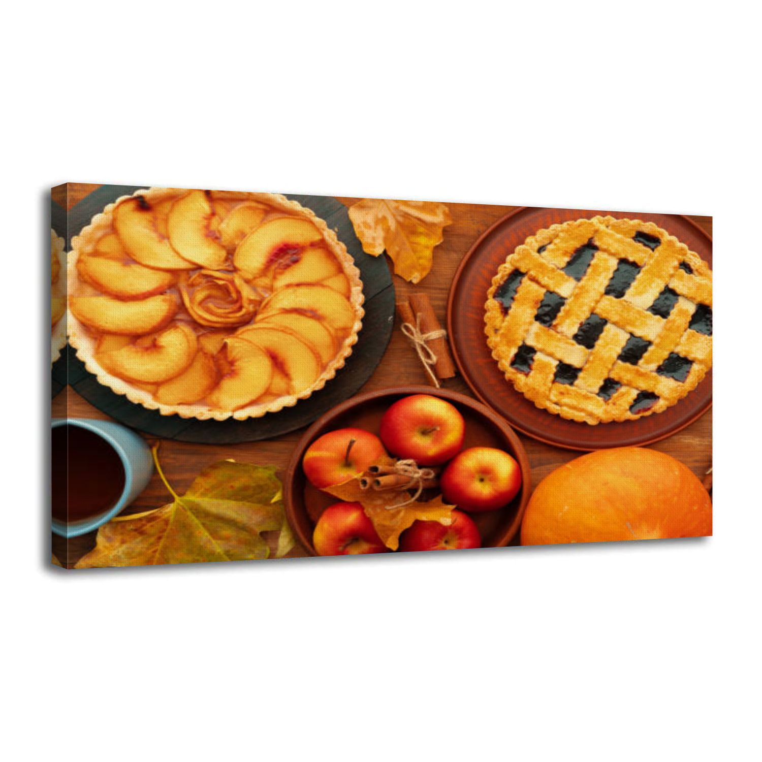 Canvas Wall Art Thanksgiving berry various pies wooden surface top view ...