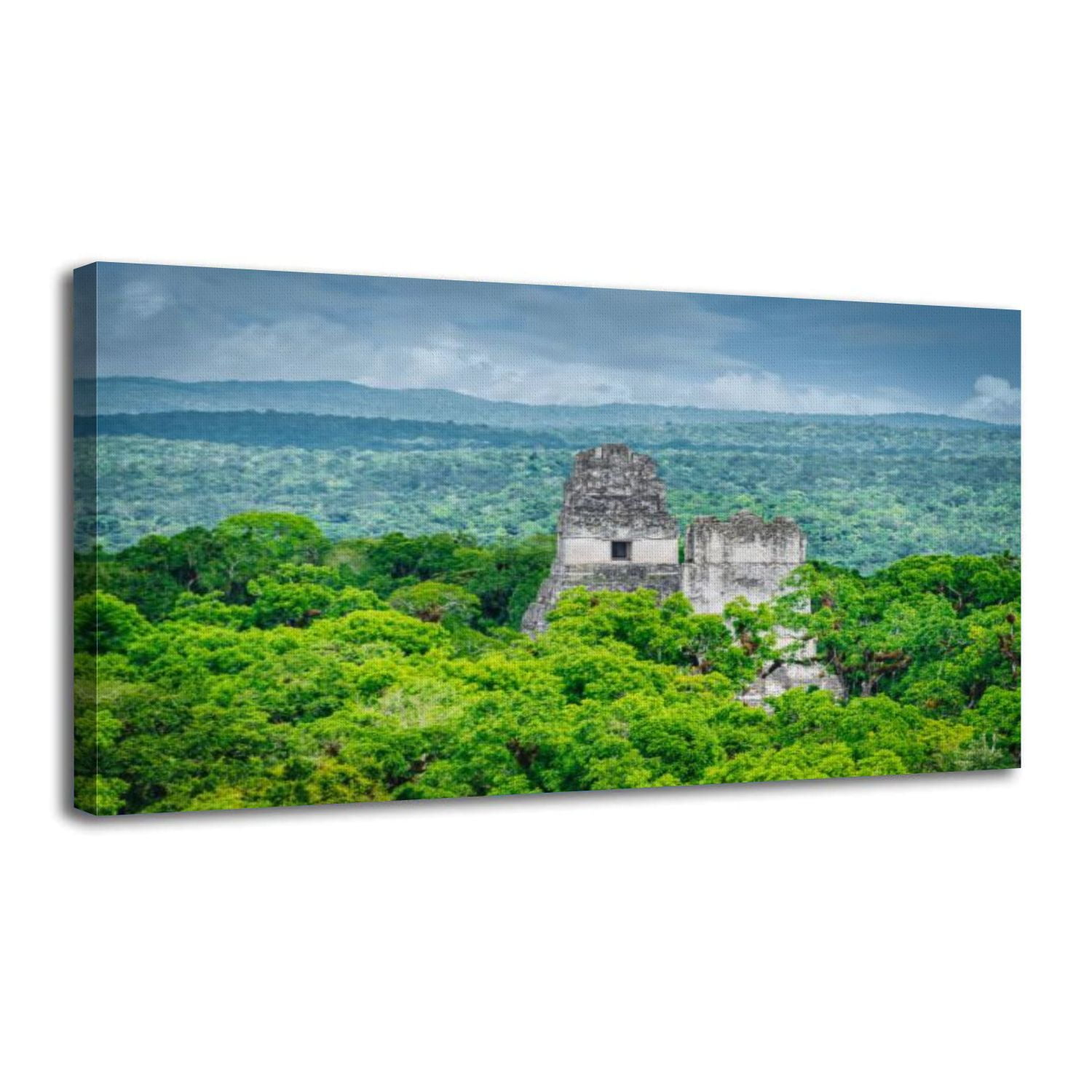 Canvas Wall Art Tikal Temple IV inside Rainforest Maya Pyramid ...