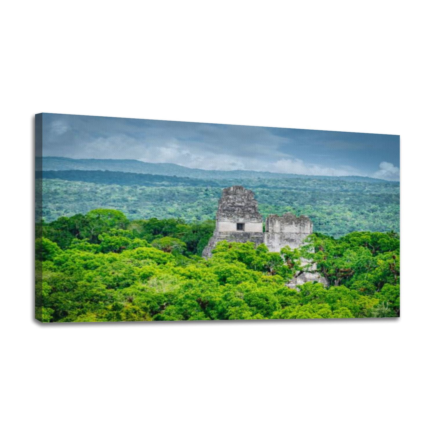 Canvas Wall Art Tikal Temple IV inside Rainforest Maya Pyramid ...