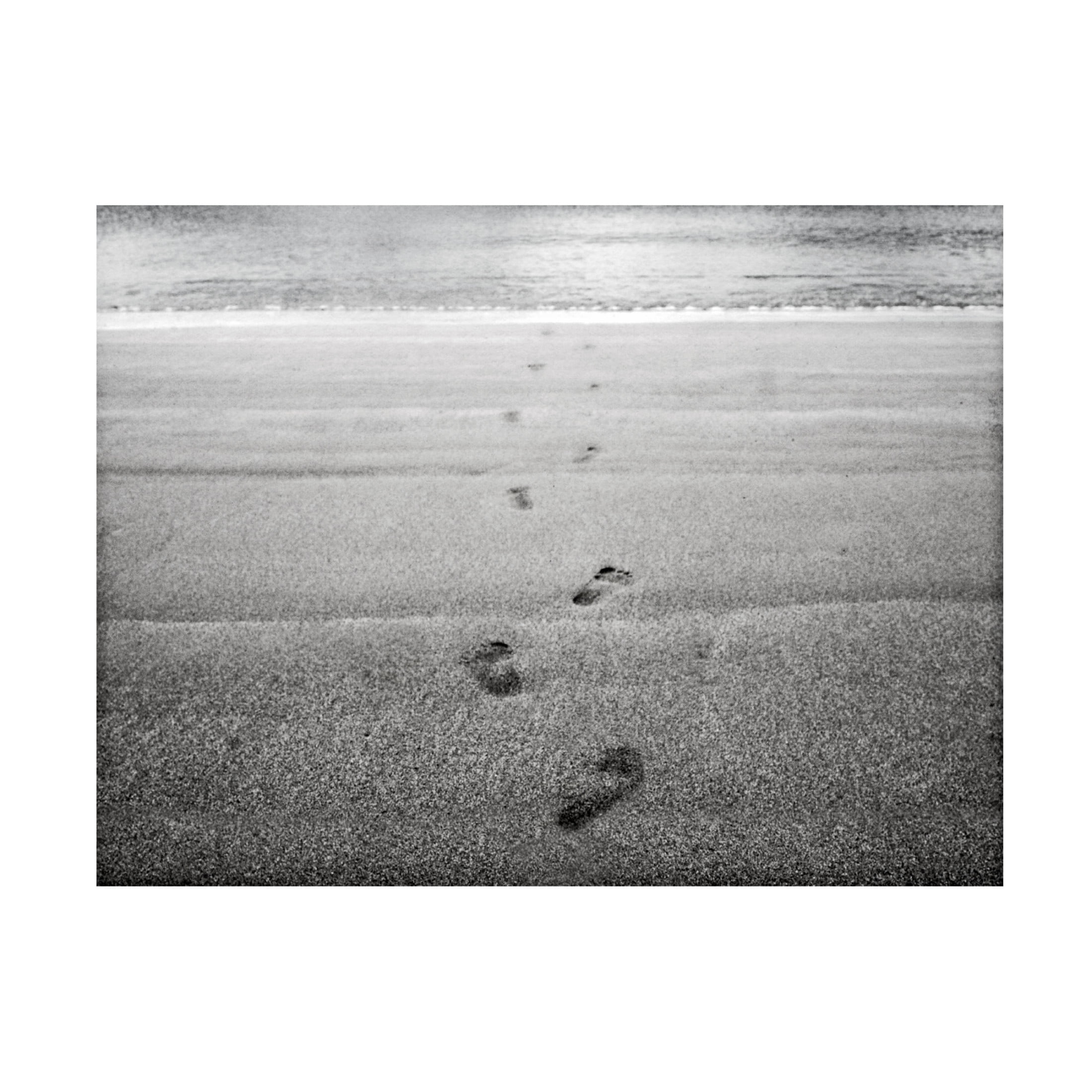 Canvas Wall Art - Tom Quartermaine 'Black and White Footsteps on the Beach' Wall Art for Living ...