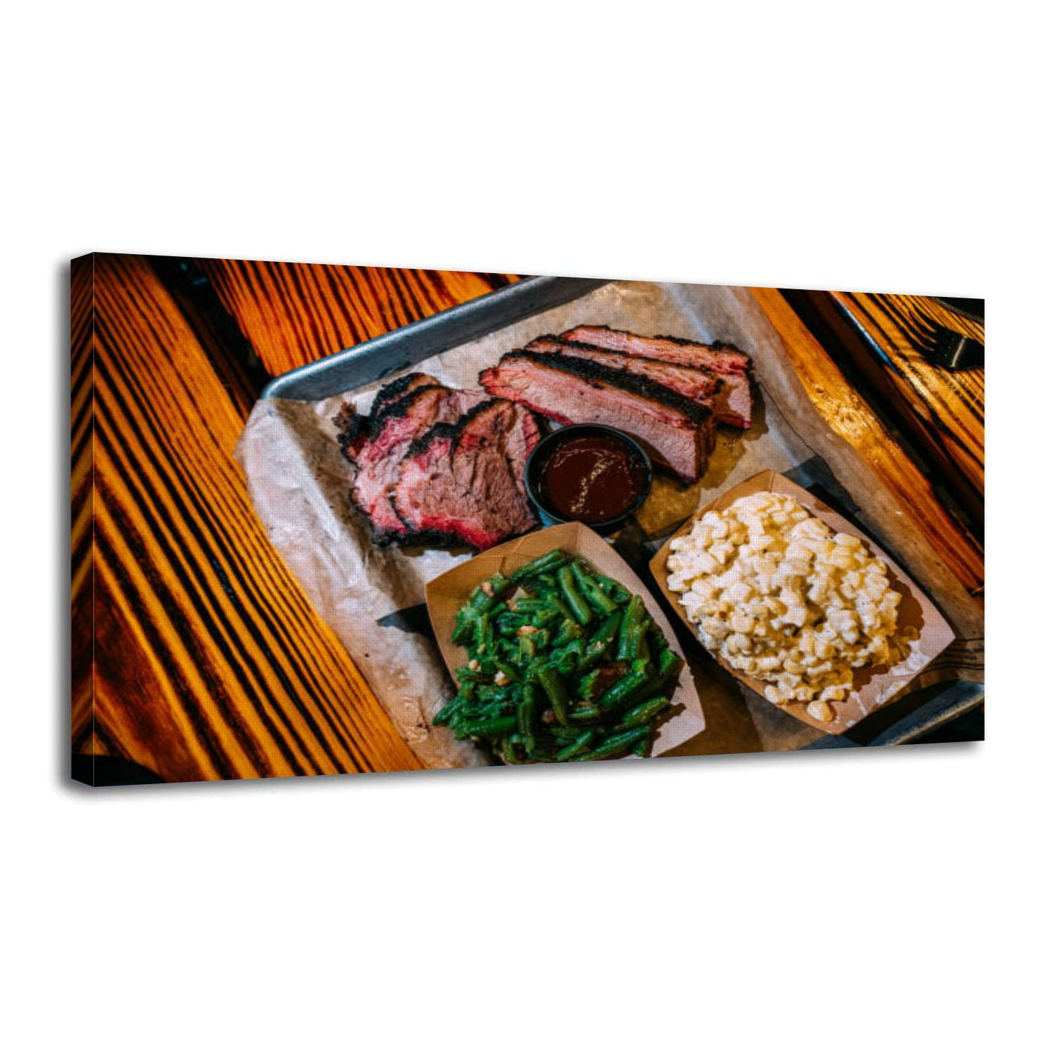 Canvas Wall Art Top Down View Brisket Corn Pudding Green Beans for ...