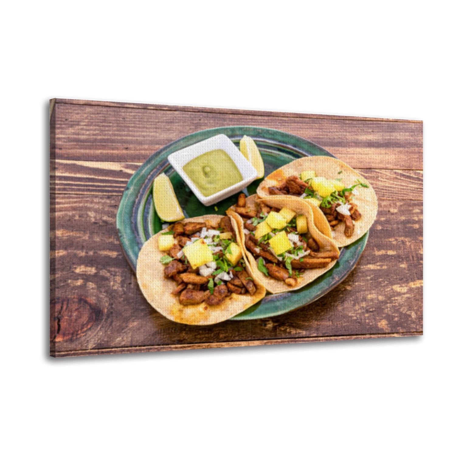 Canvas Wall Art Top view delicious Mexican al pastor tacos lime wedges ...