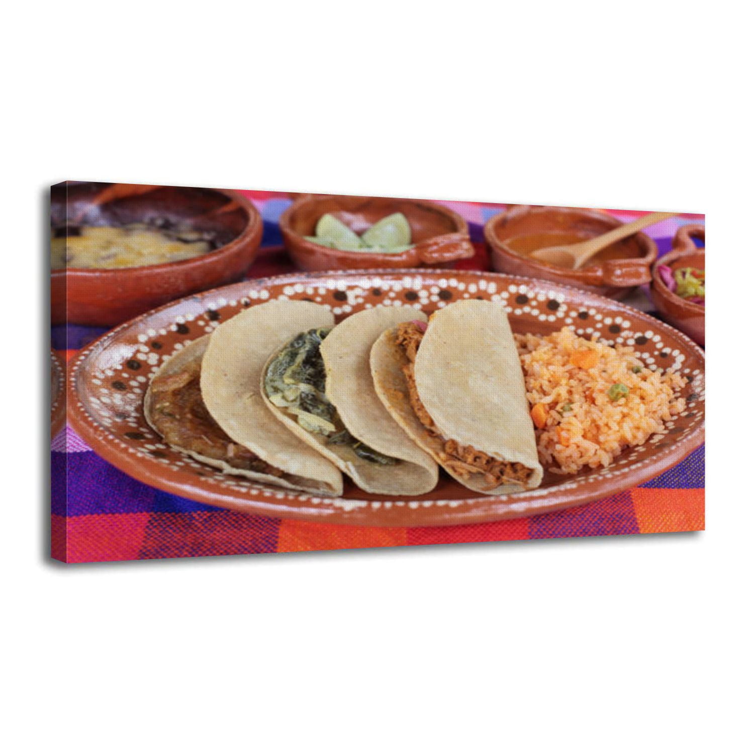 Canvas Wall Art Traditional mexican food tacos Wall Decor for Living ...