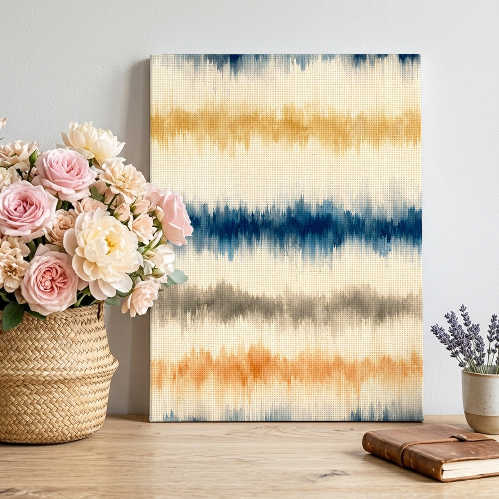 Canvas Wall Art Tribal Canvas Art Print Rustic Ikat Ethnic Blend Indigo ...