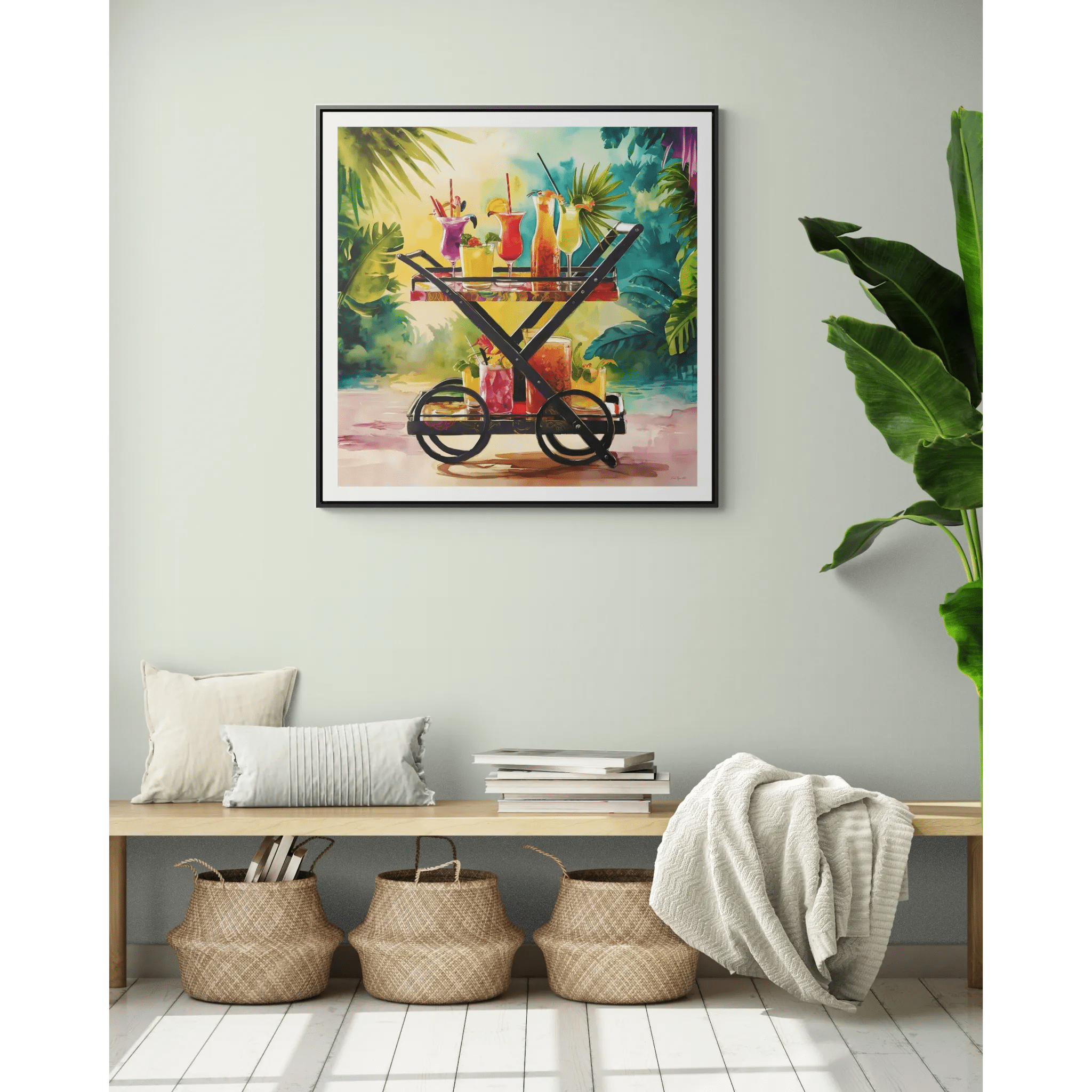 Lola Vegas Art Canvas Wall Art – Tropical Bar Cart Drinks, Colorful ...
