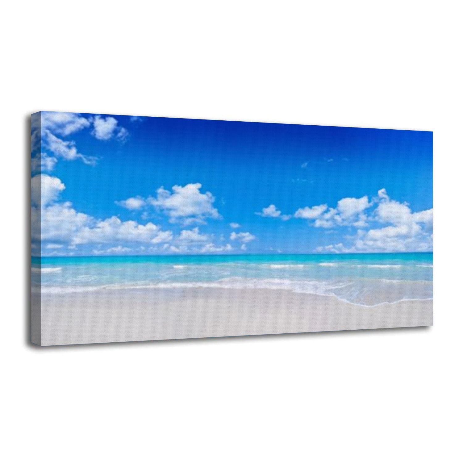 Canvas Wall Art Tropical Beach cloudy deep blue sky Wall Decor for ...
