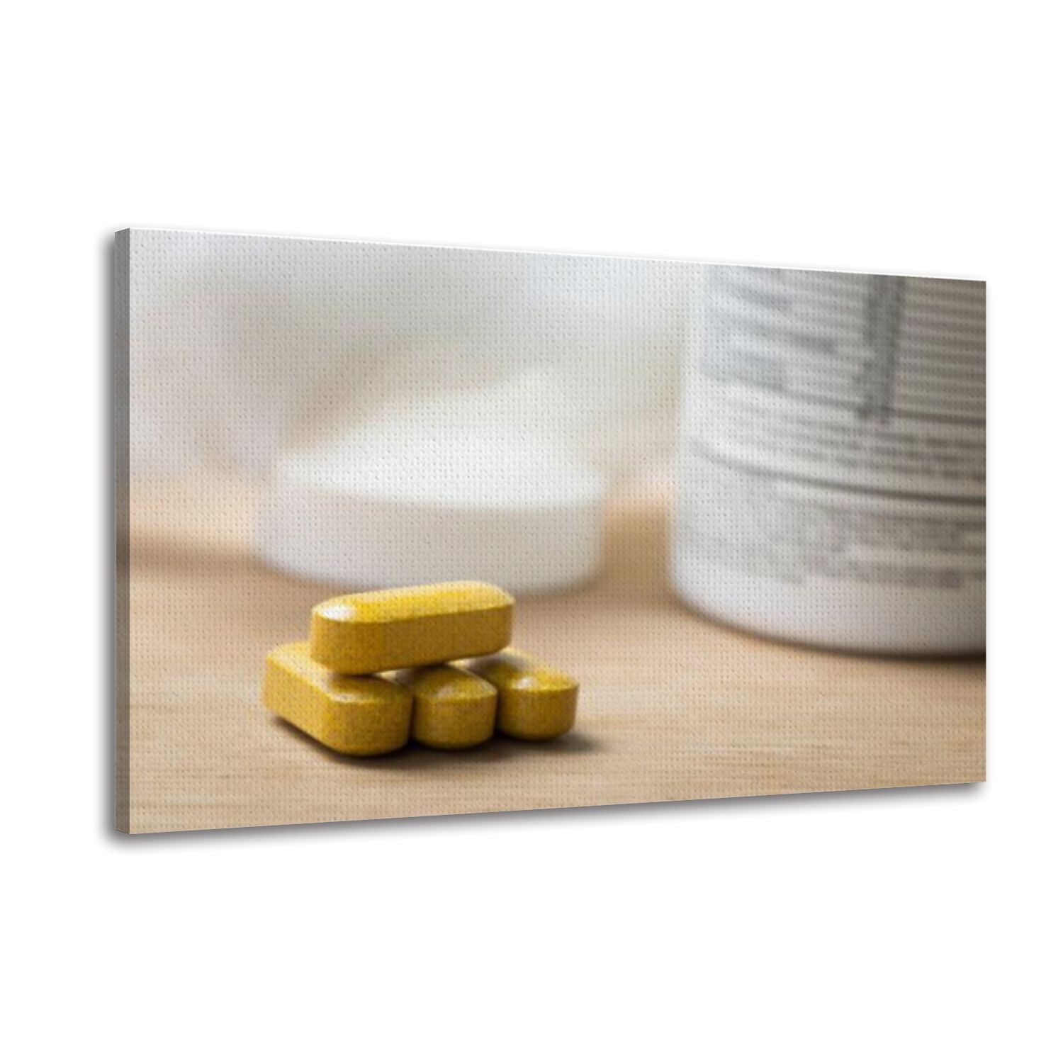 Canvas Wall Art Turmeric ginger root dietary supplement tablets Wall ...