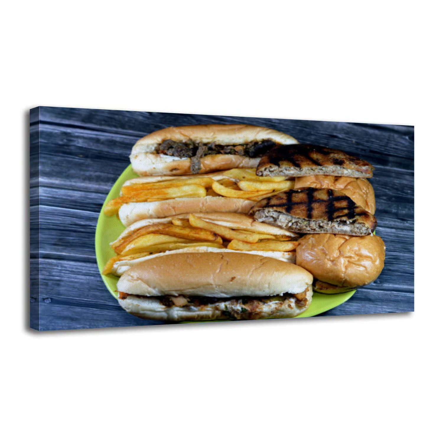 Canvas Wall Art Various sandwiches Chicken Beef meat shawarma ...