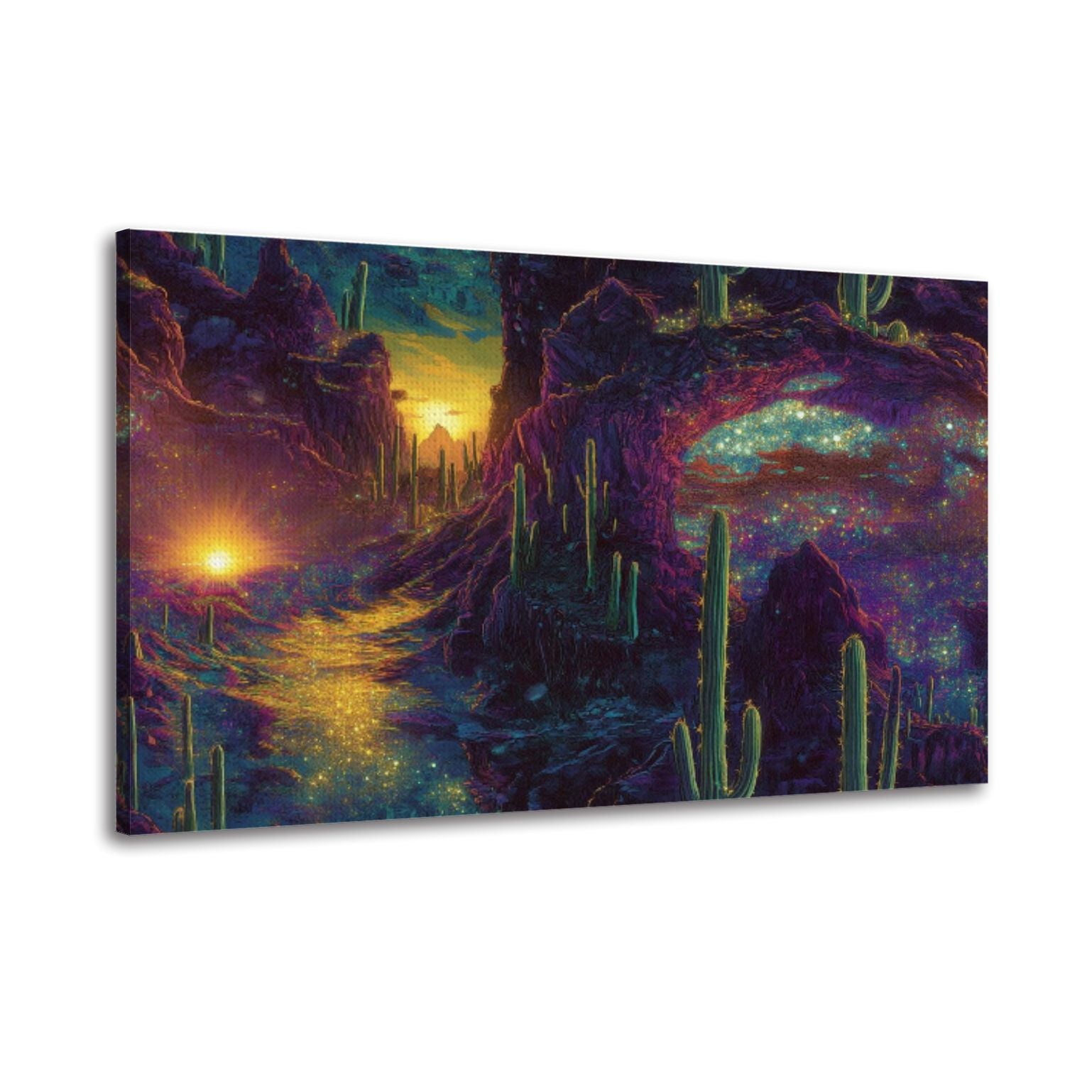 Canvas Wall Art Vibrant Mesa Cacti Ethereal Light Dawn Wall Decor for ...