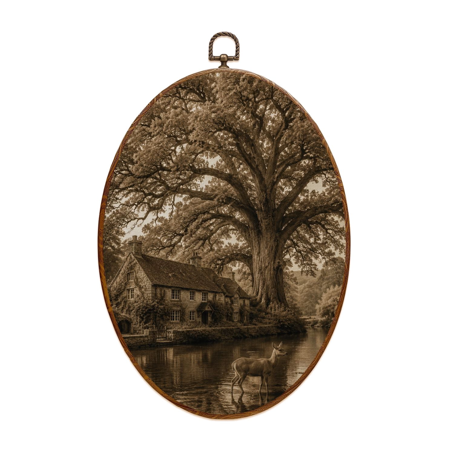 Canvas Wall Art Vintage Forest Woodland Large Trees Leaves River ...