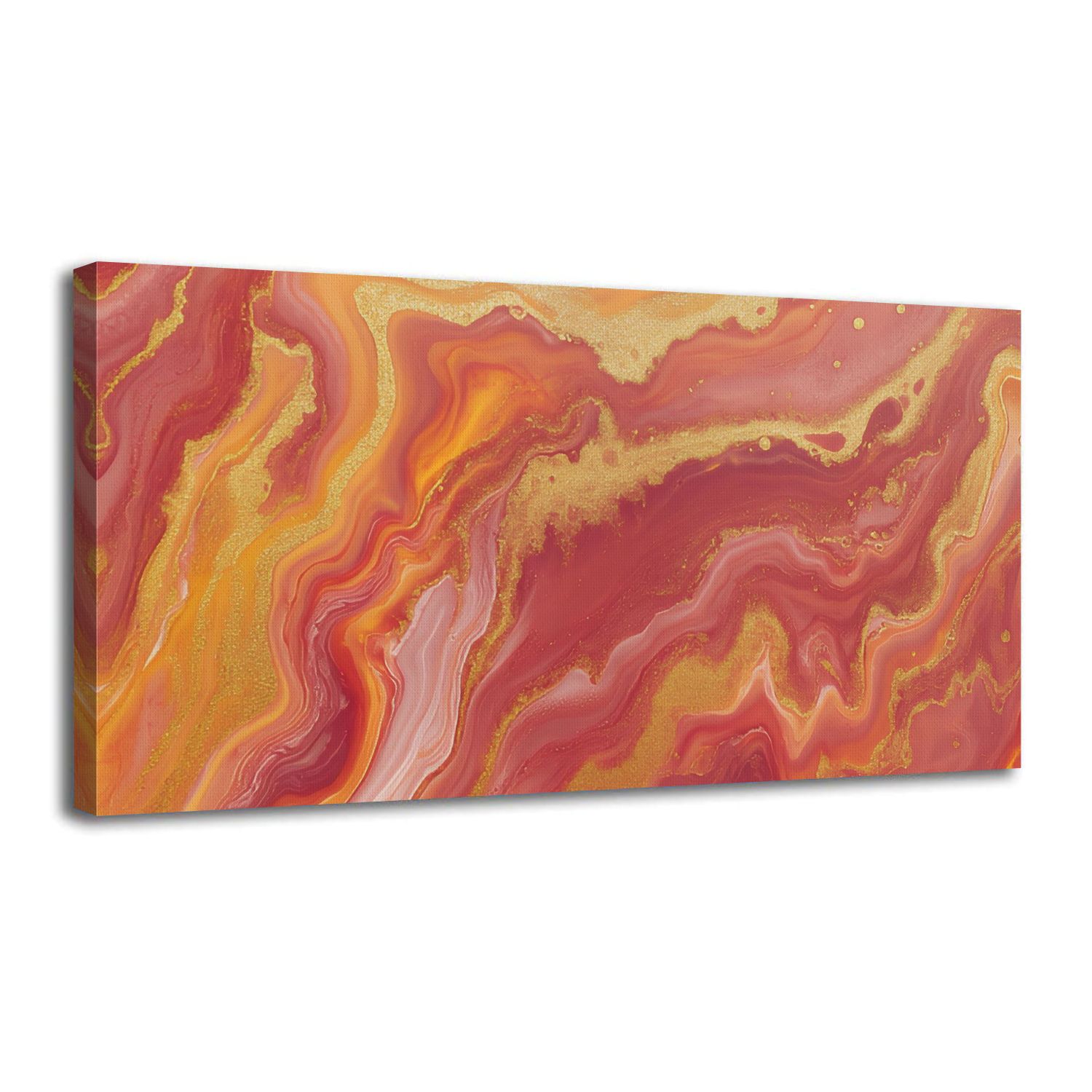 Canvas Wall Art Water Marble Texture Hot Volcanic Lava Red Orange ...