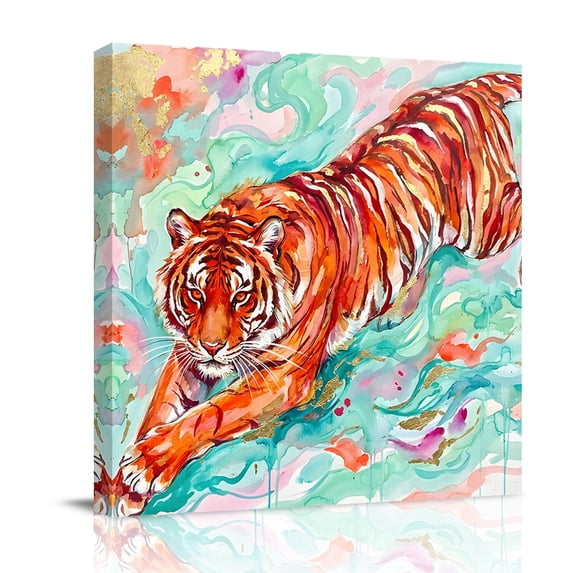 Canvas Wall Art Watercolor Tiger Canvas Art Print Animal Splash Animal ...