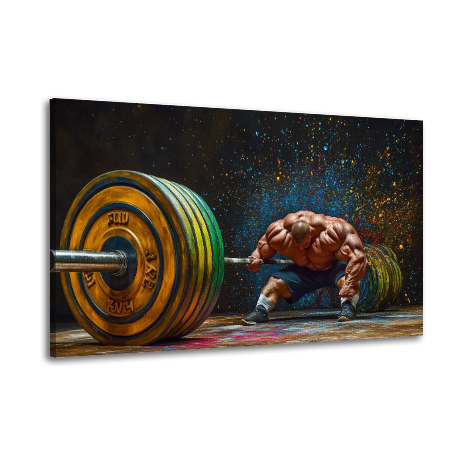 Canvas Wall Art Weightlifter Barbell Masculine Motivational Gym ...