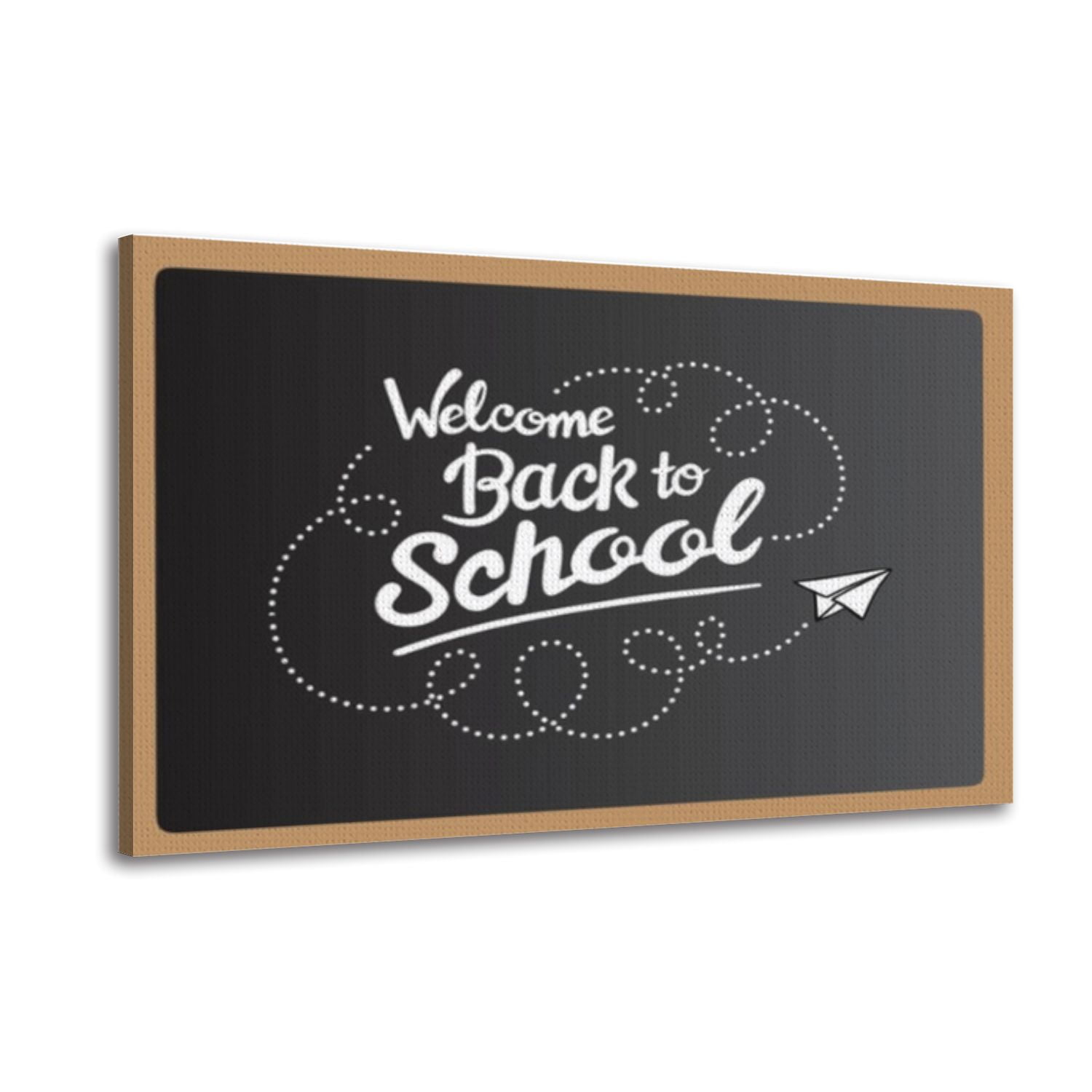 Canvas Wall Art Welcome back to school message paper plane grey ...