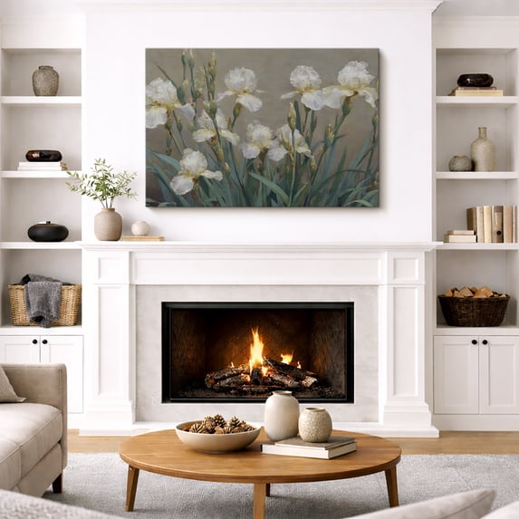 Canvas Wall Art White Iris Floral Print for Living Room Decoration - 16 ...
