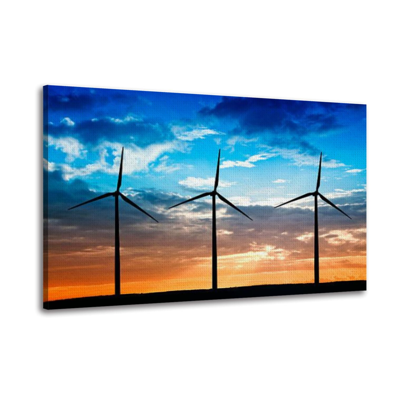 Canvas Wall Art Wind Turbines Sunset Wall Decor for Living Room ...