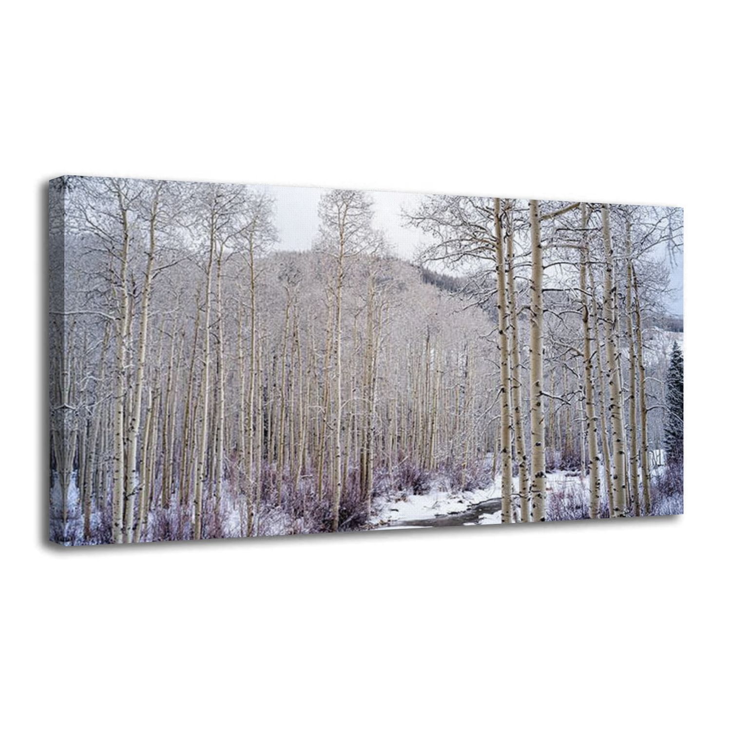 Canvas Wall Art Winter Aspen Trees Fresh Snow Wall Decor for Living ...