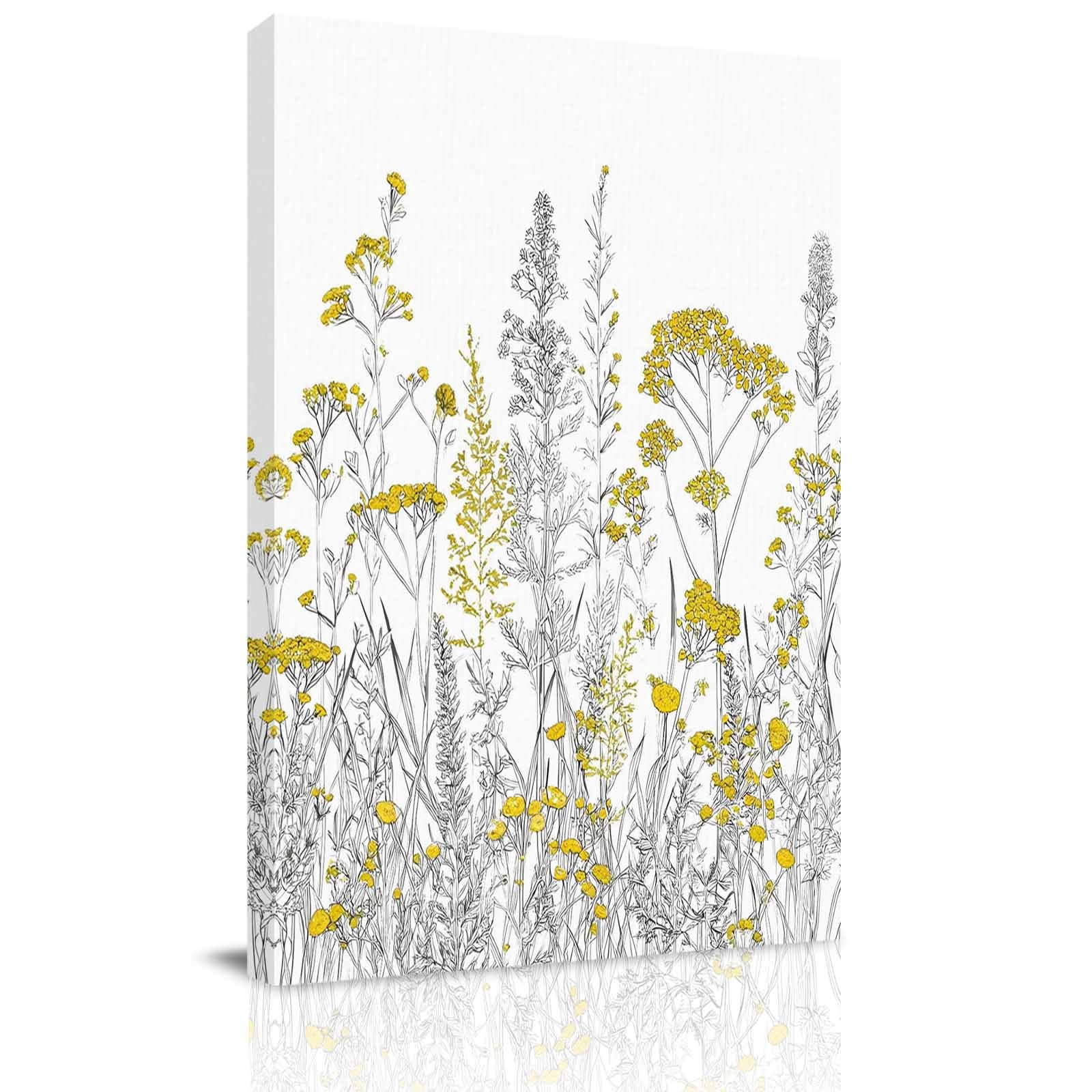 Canvas Wall Art Yellow Wildflowers Canvas Art Print Rustic Botanical ...