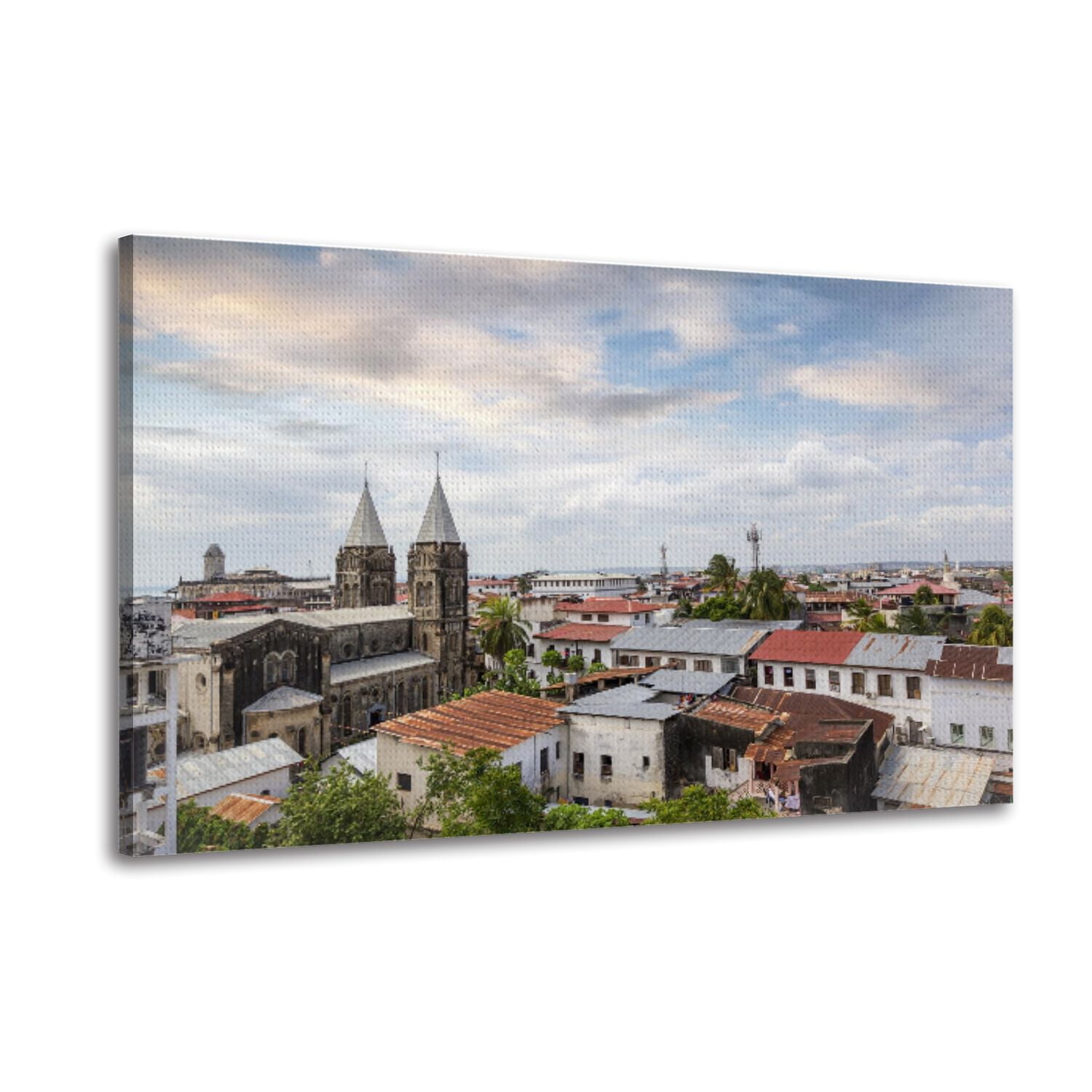 Canvas Wall Art Zanzibar stone town rooftop view looking rustic ...