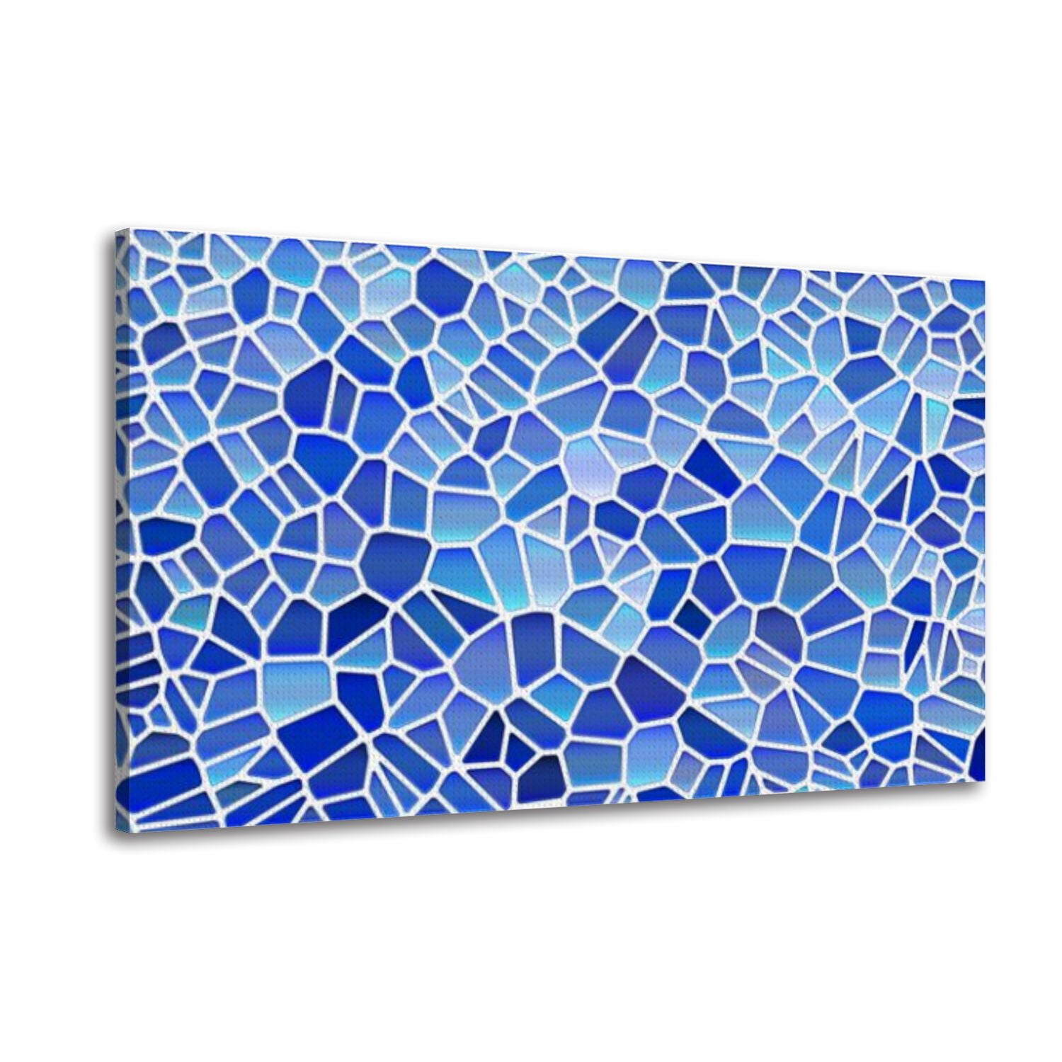 Canvas Wall Art abstract stained glass mosaic blue Wall Decor for ...