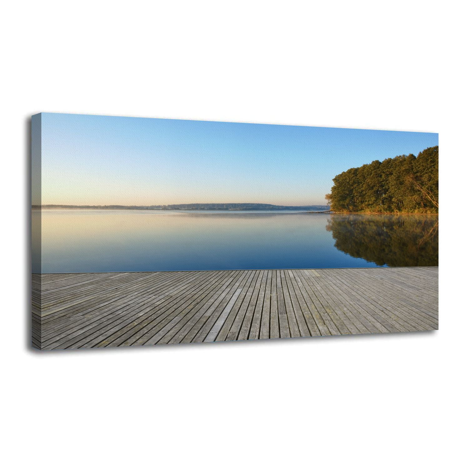 Canvas Wall Art autumnal lake view wooden dock pictures royalty free ...