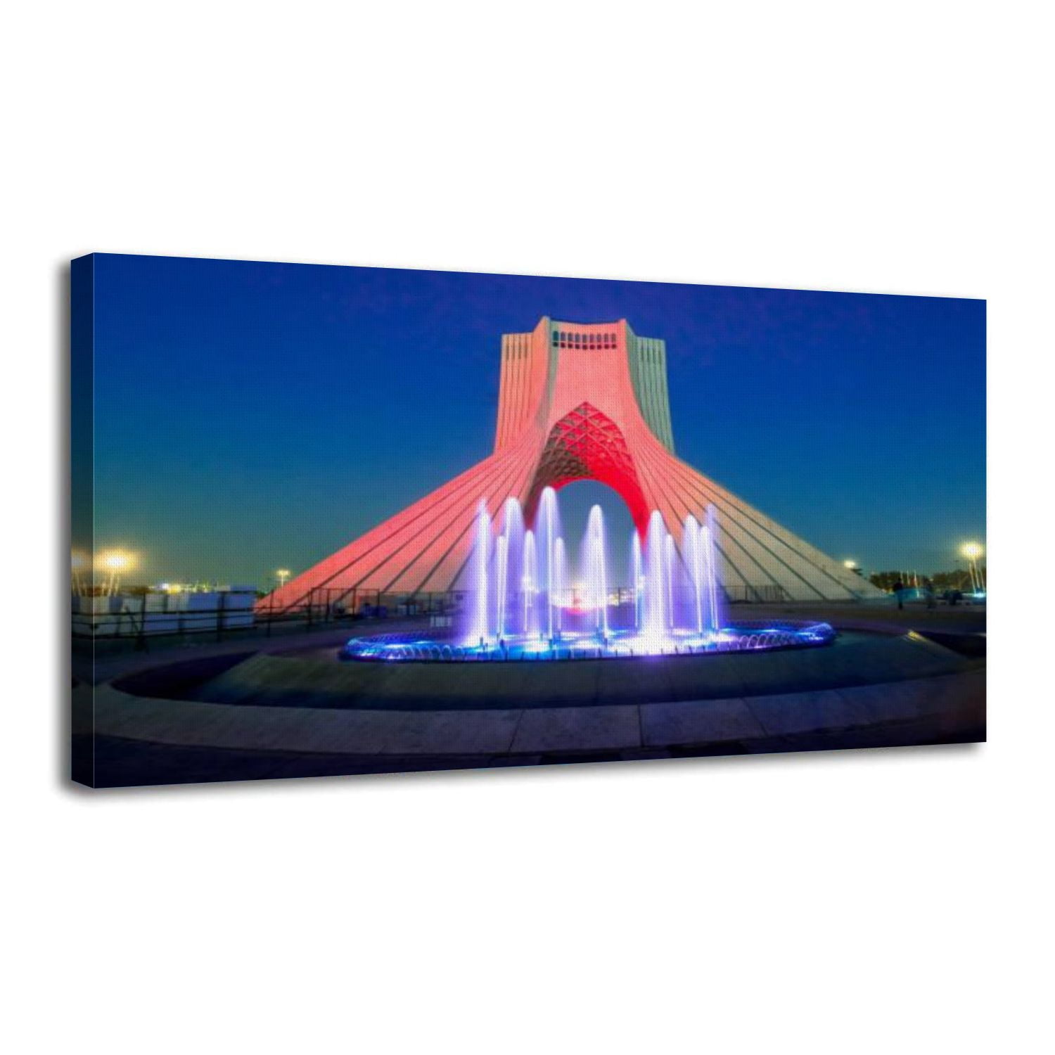 Canvas Wall Art beautiful night view azadi tower colorful fountain Wall ...