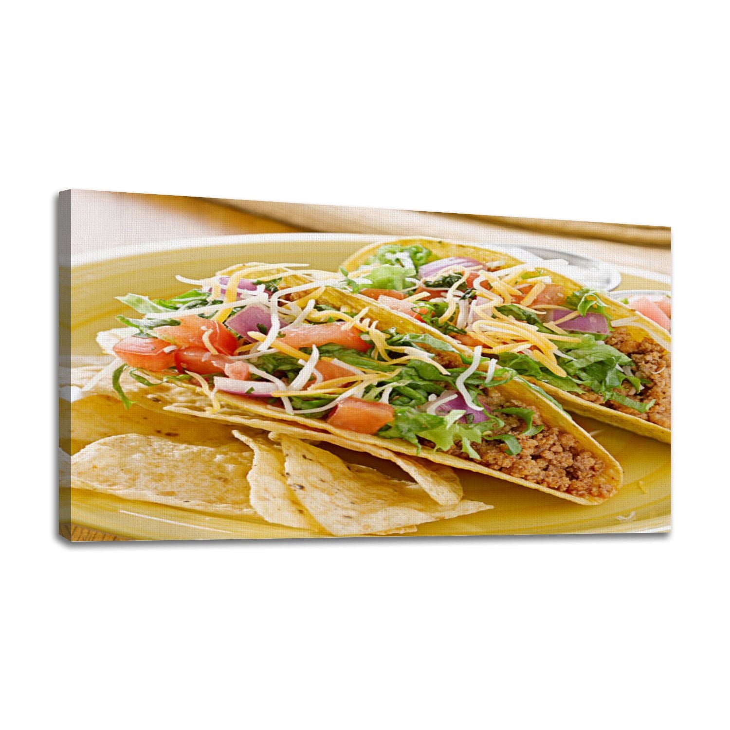 Canvas Wall Art beef tacos lettuce other toppings Wall Decor for Living ...