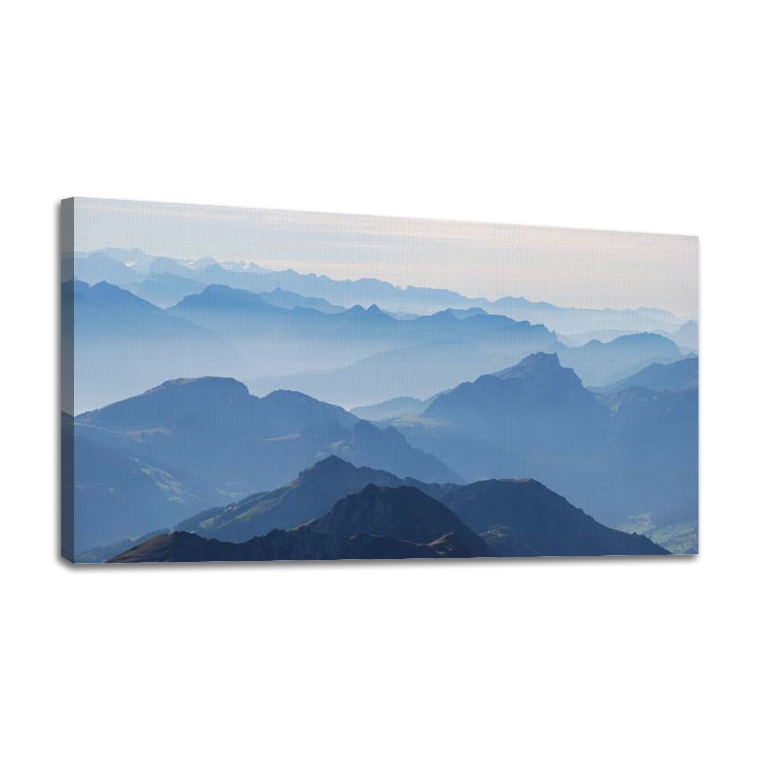 Canvas Wall Art blue mountain ranges silhouette mountain fogs pictures ...