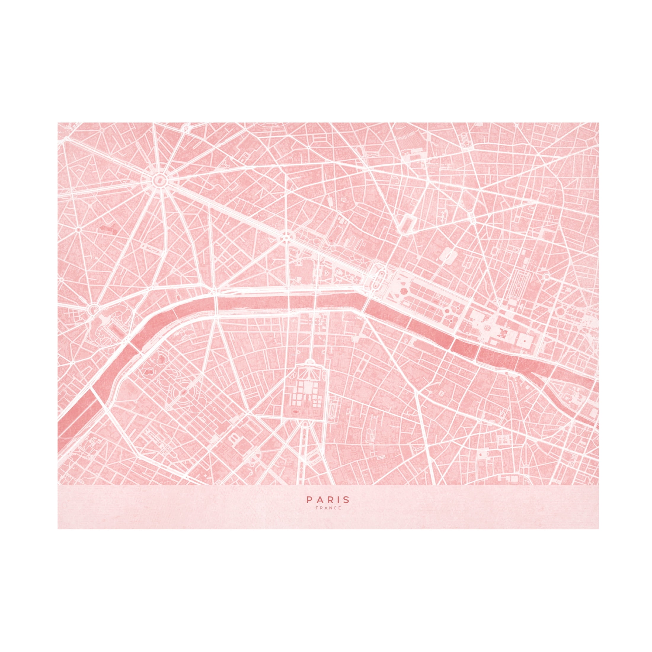 Canvas Wall Art - blursbyai 'Pink Distressed Map Of Paris III' Wall Art ...