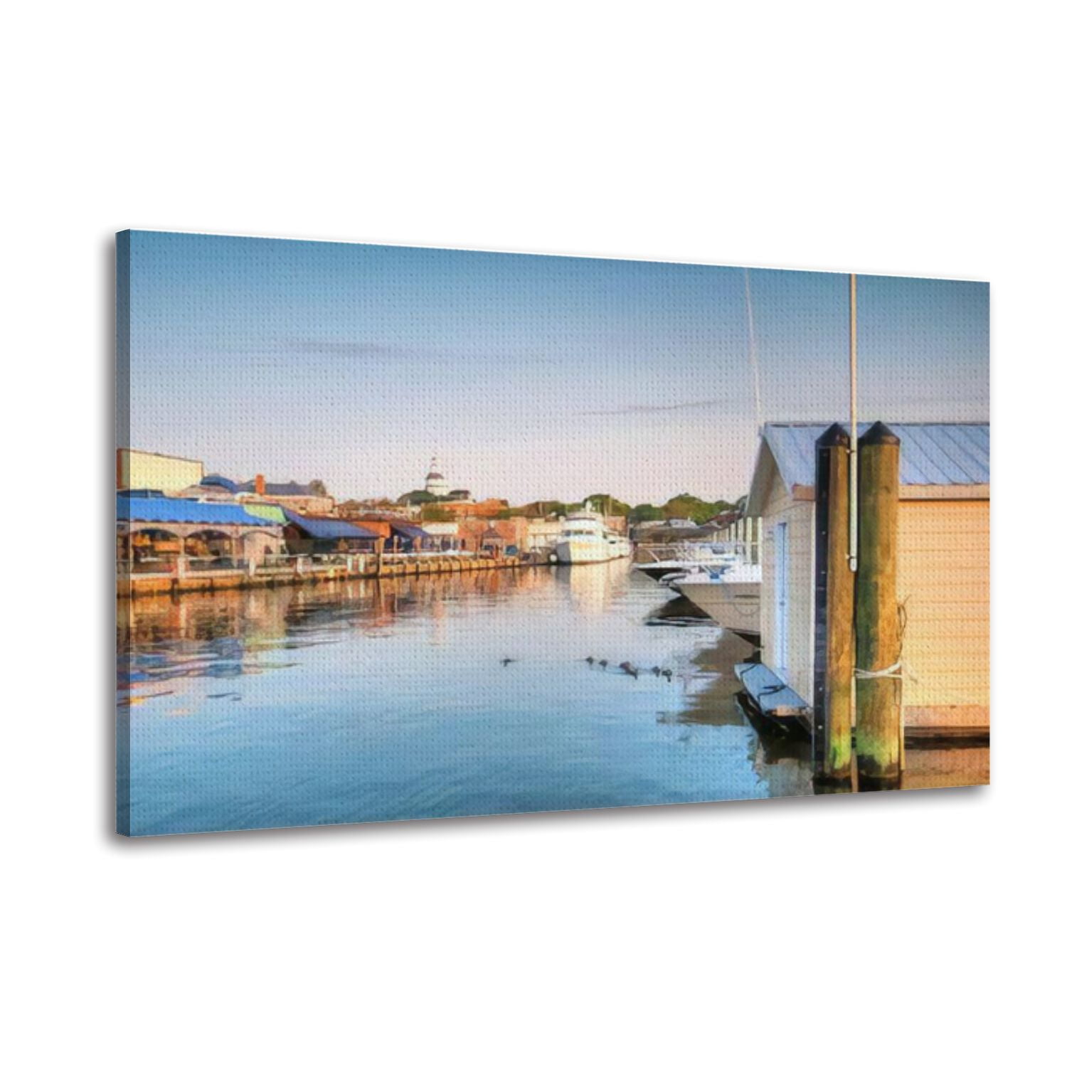 Canvas Wall Art boats docked Ego Alley Annapolis Harbor City Dock Still ...