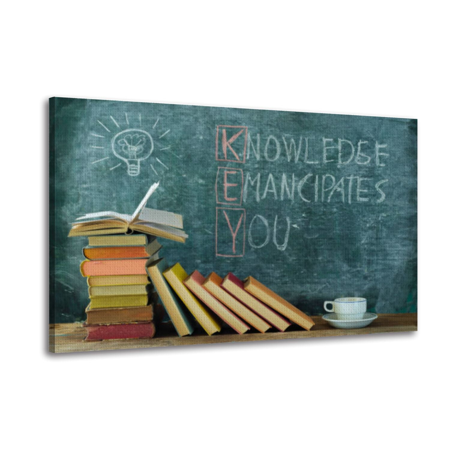 Canvas Wall Art books blackboard drawing lightbulb slogan knowledge ...