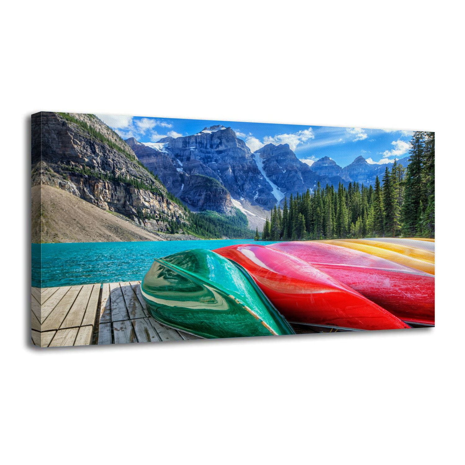 Canvas Wall Art cayaks moraine lake canoes pictures Wall Decor for ...