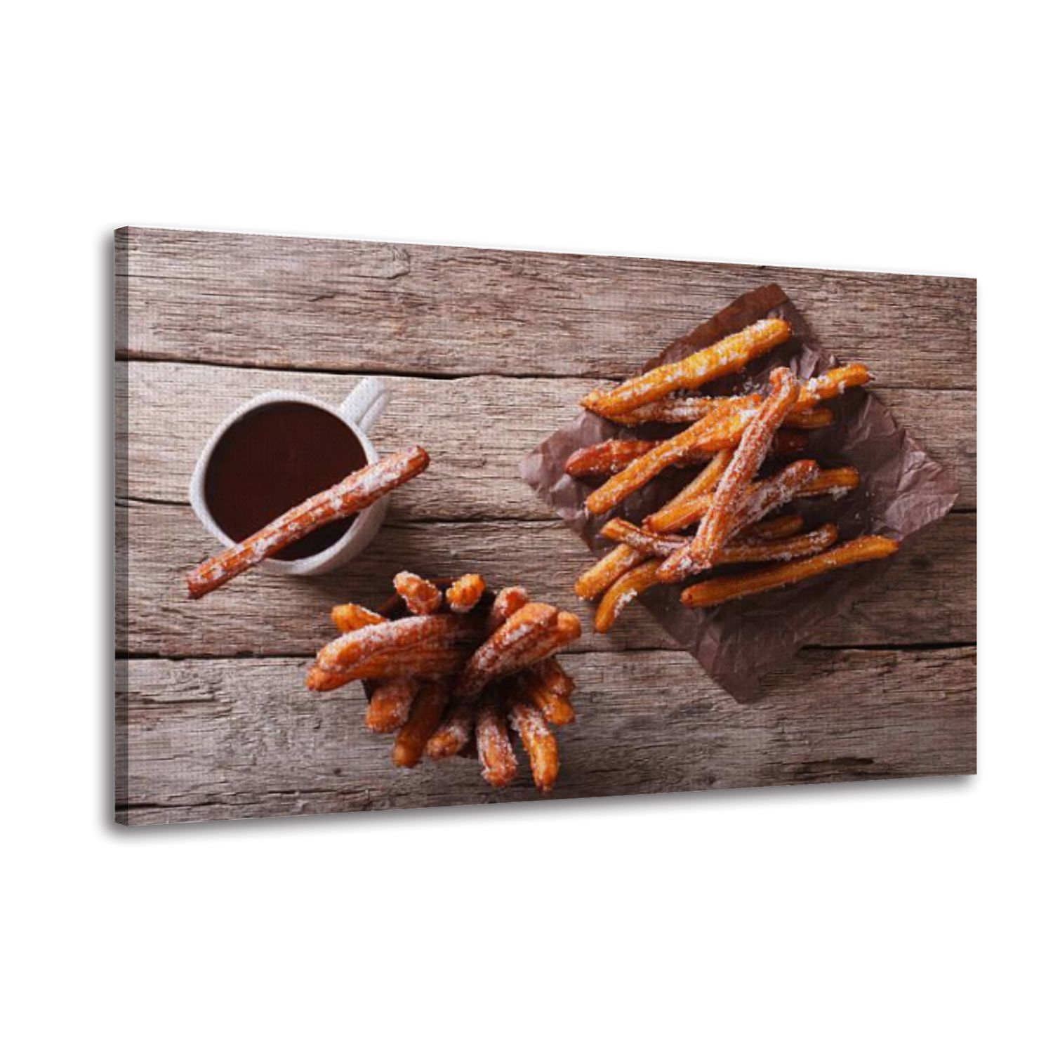 Canvas Wall Art churros hot chocolate table horizontal top view spanish ...
