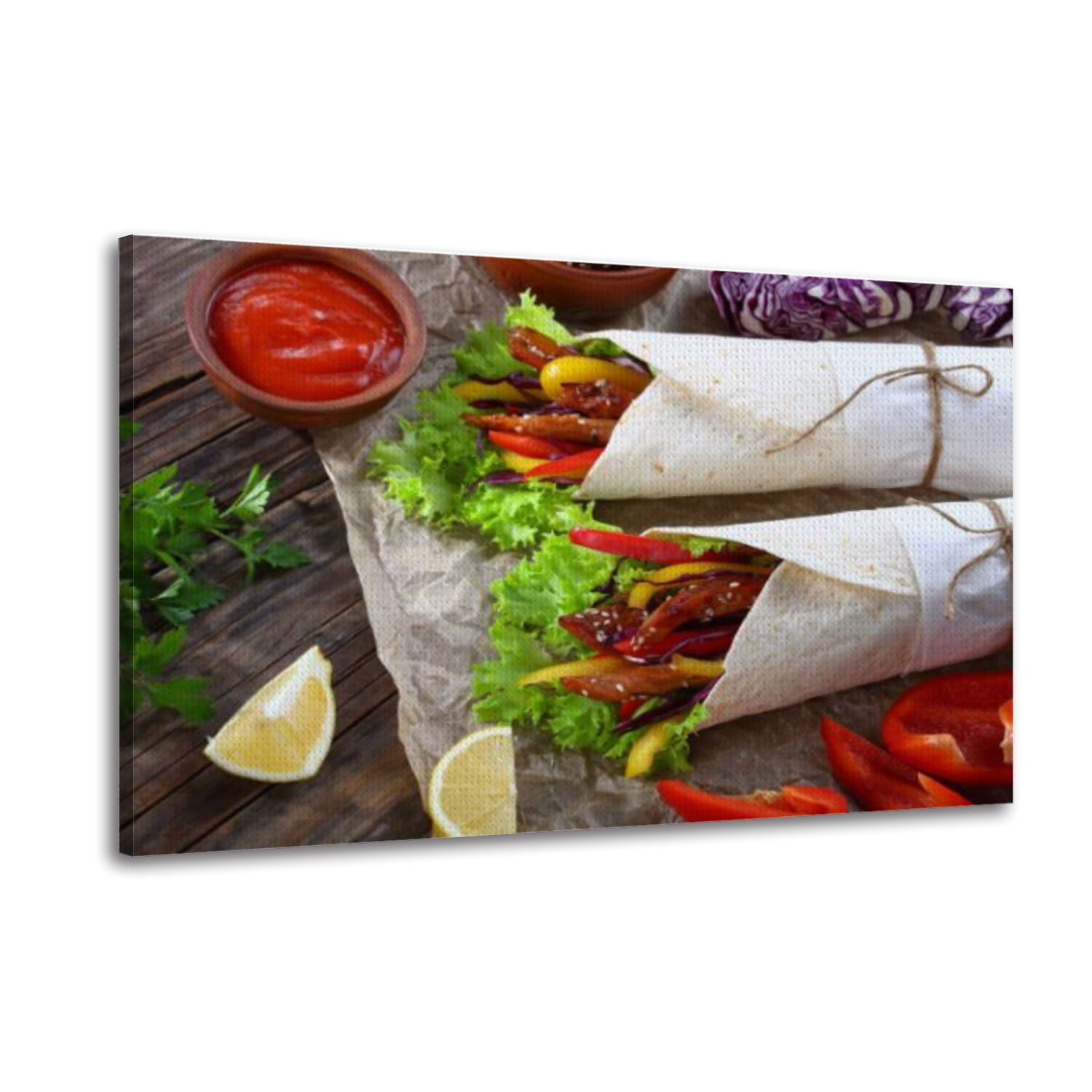 Canvas Wall Art close up freshly made sandwich wraps burritos pictures ...