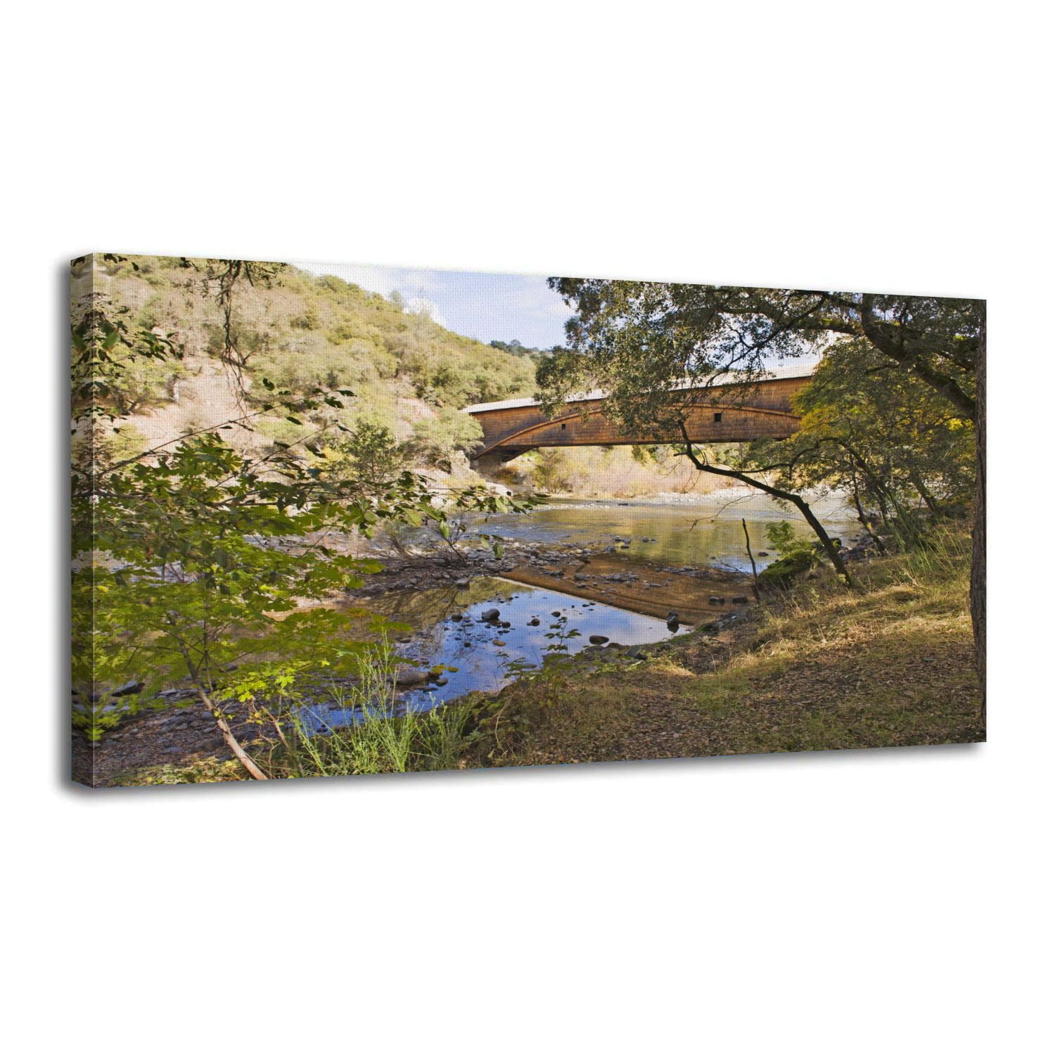 Canvas Wall Art covered bridge yuba river bridgeports pictures Wall ...