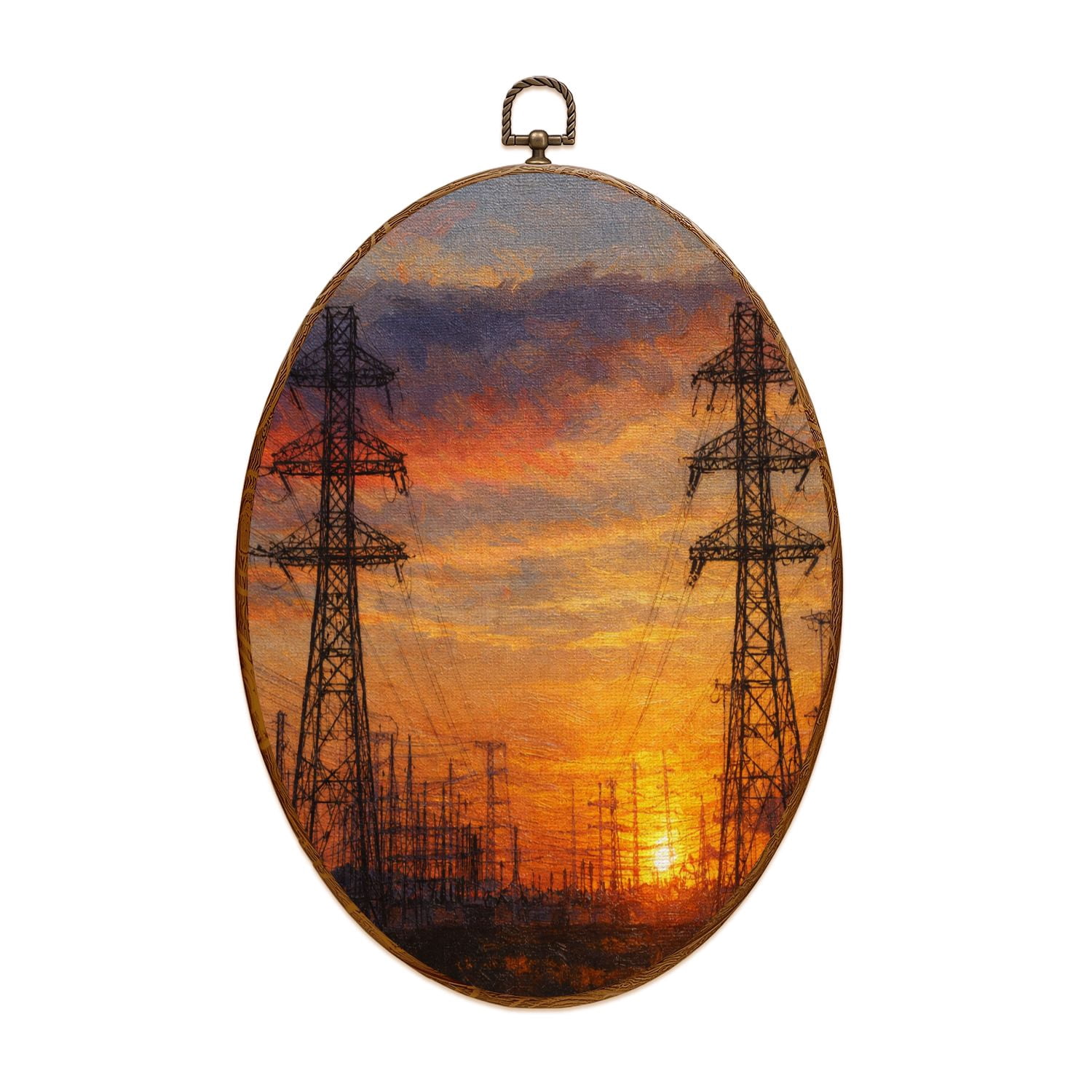 Canvas Wall Art distribution electric substation power lines Oval ...
