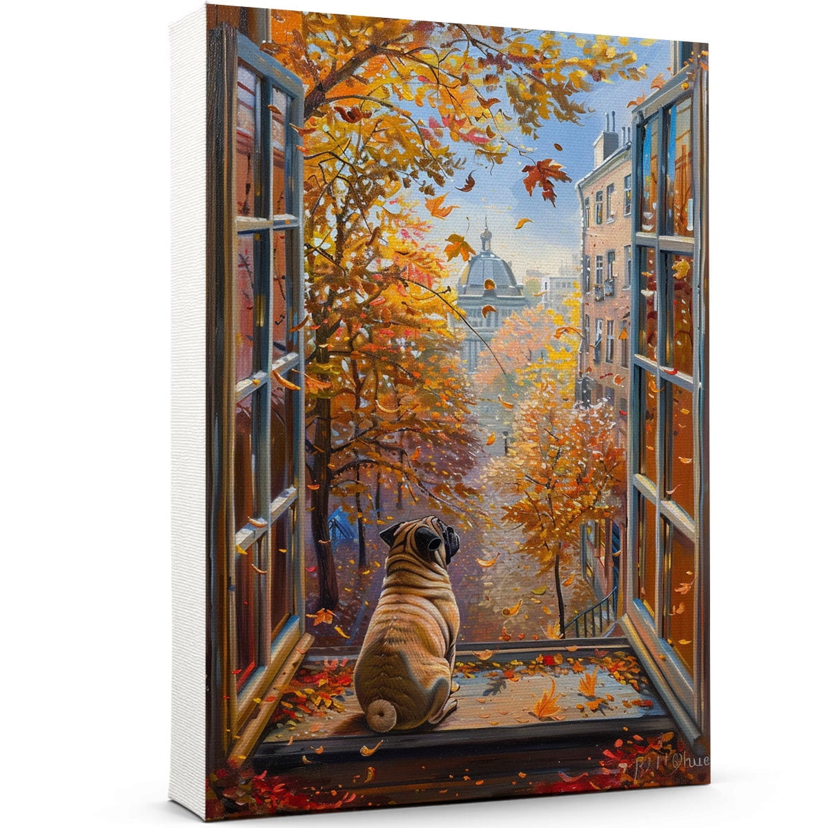 Canvas Wall Art for Living Room - Pug Dog Poster Print Vintage Home ...