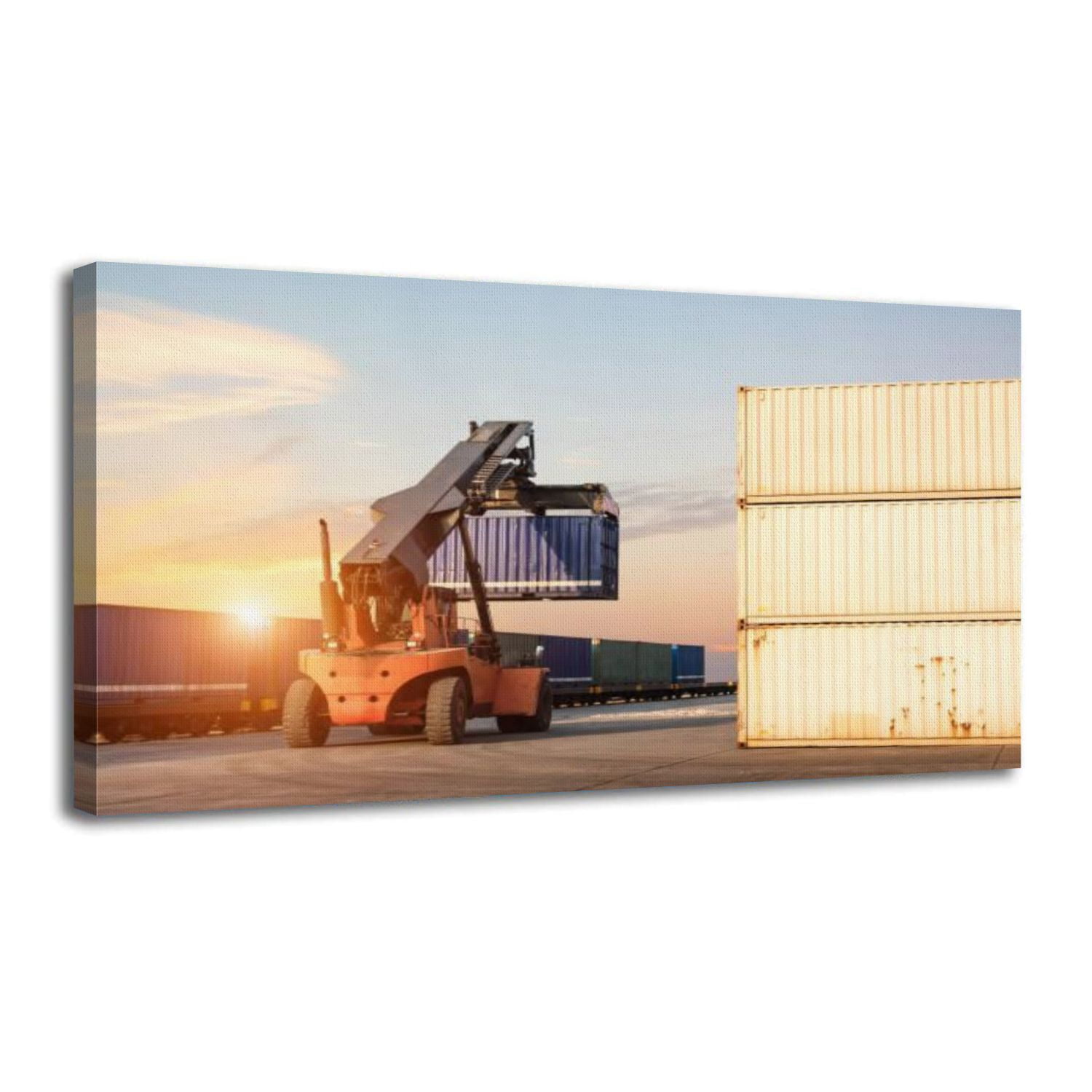 Canvas Wall Art forklift handling container loading transport freight ...