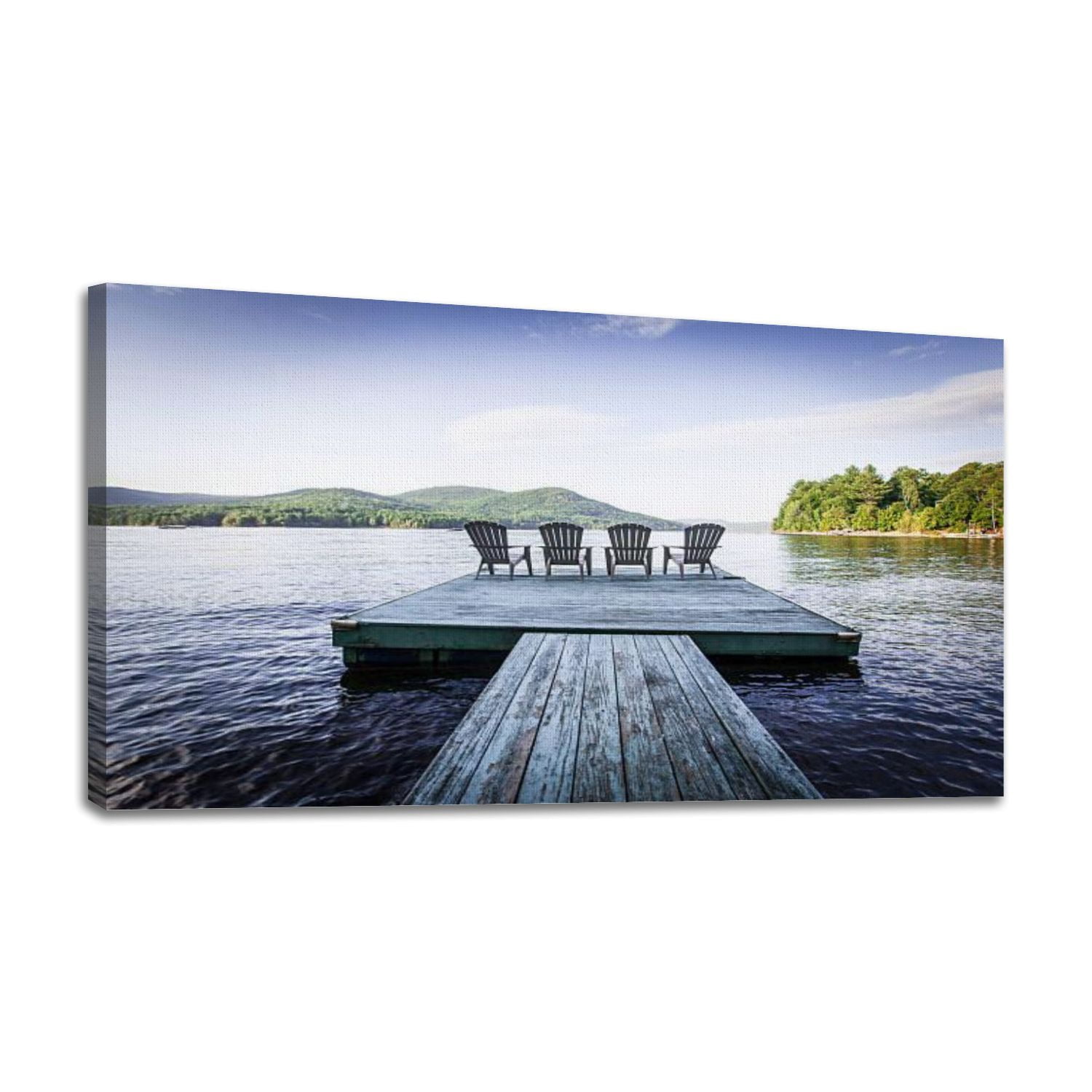 Canvas Wall Art four chaird up dock lake sacandaga ny wooden dock Wall ...