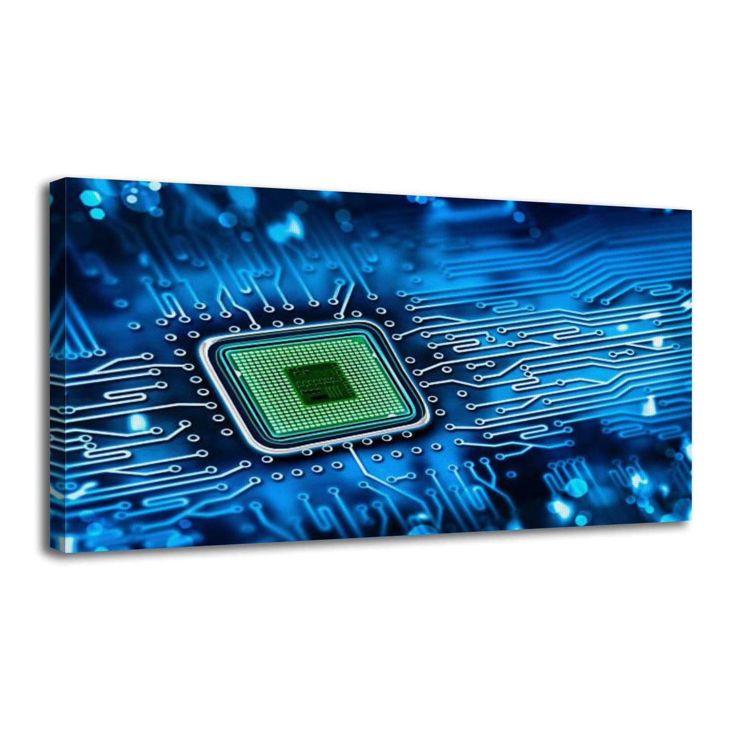Canvas Wall Art green microchip set blue printed electronics Wall Decor ...