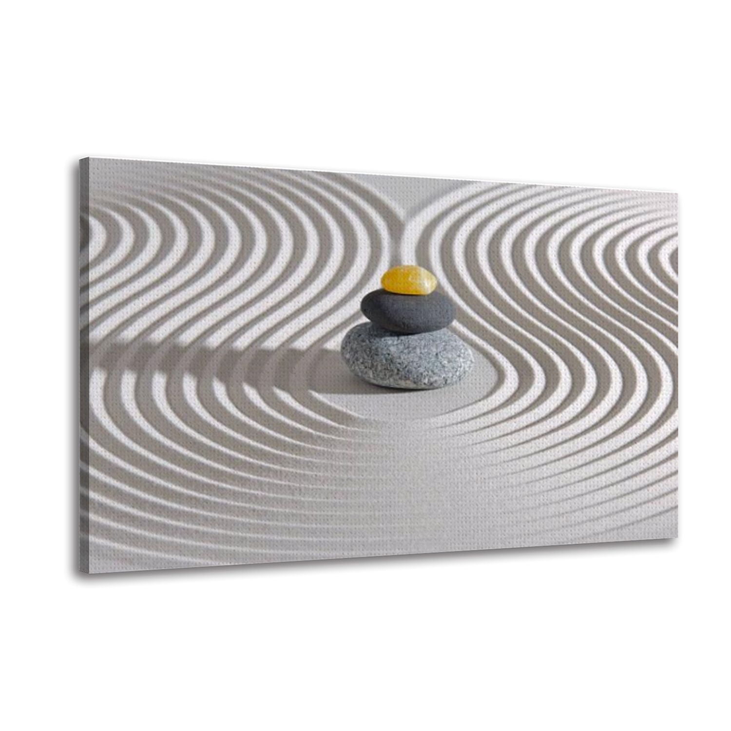 Canvas Wall Art japanese zen garden swirls sand pebble stack harmony ...