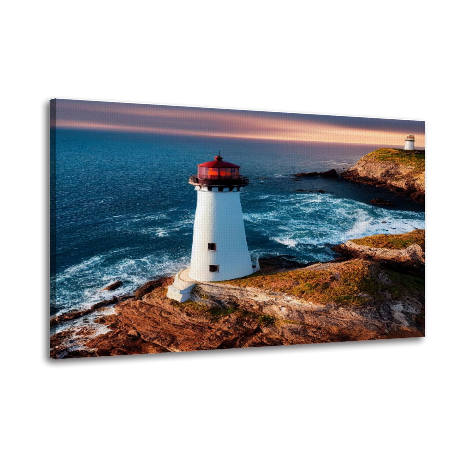 Canvas Wall Art lighthouse shore raging ocean lighthouse middle rocks ...
