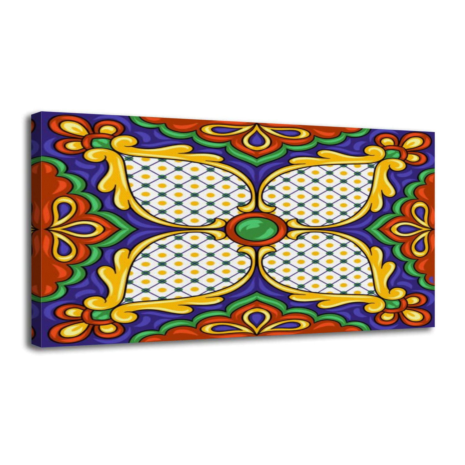 Canvas Wall Art mexican talavera ceramic tile ethnic folk ornament ...