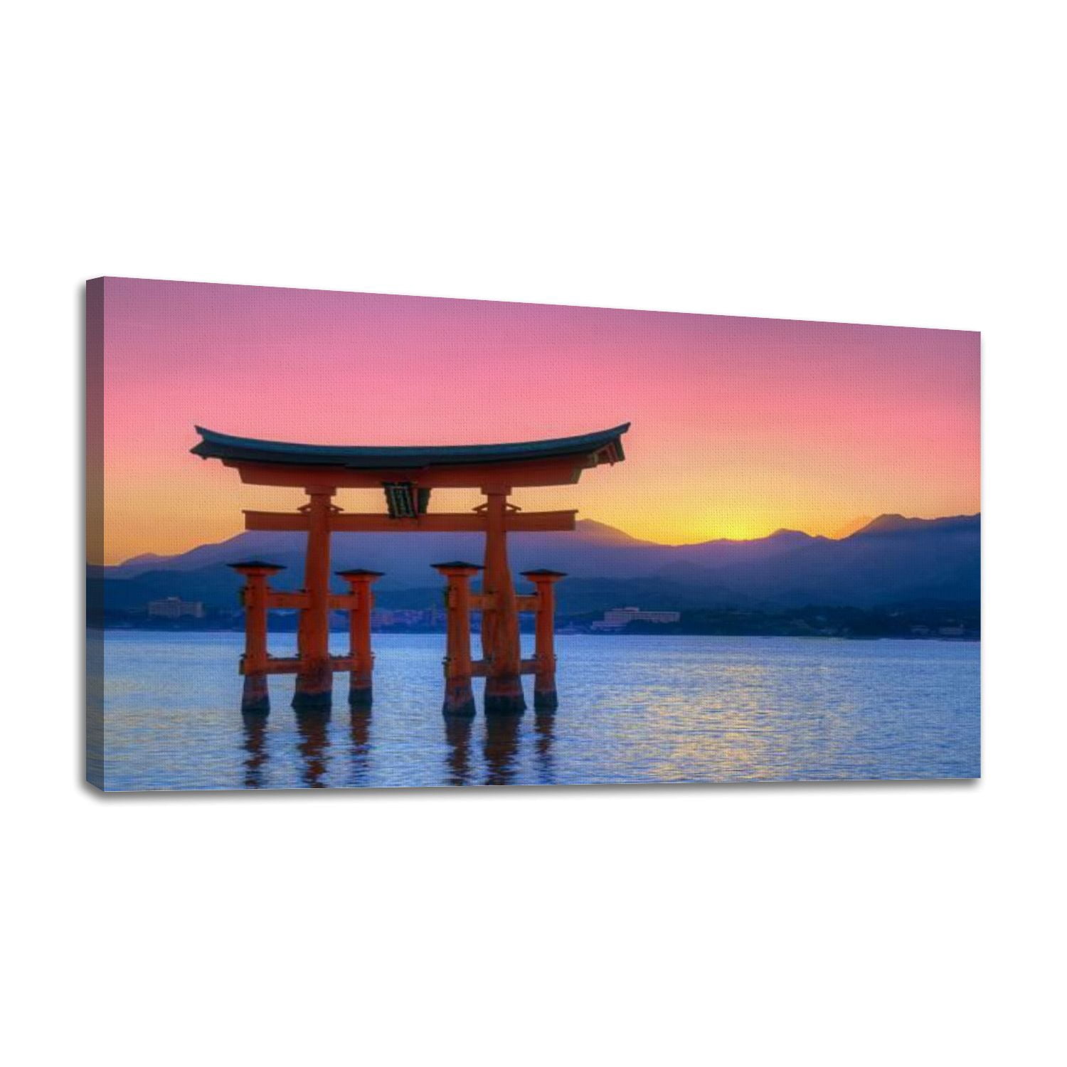 Canvas Wall Art miyajima tori gate temple waters pictures Wall Decor ...